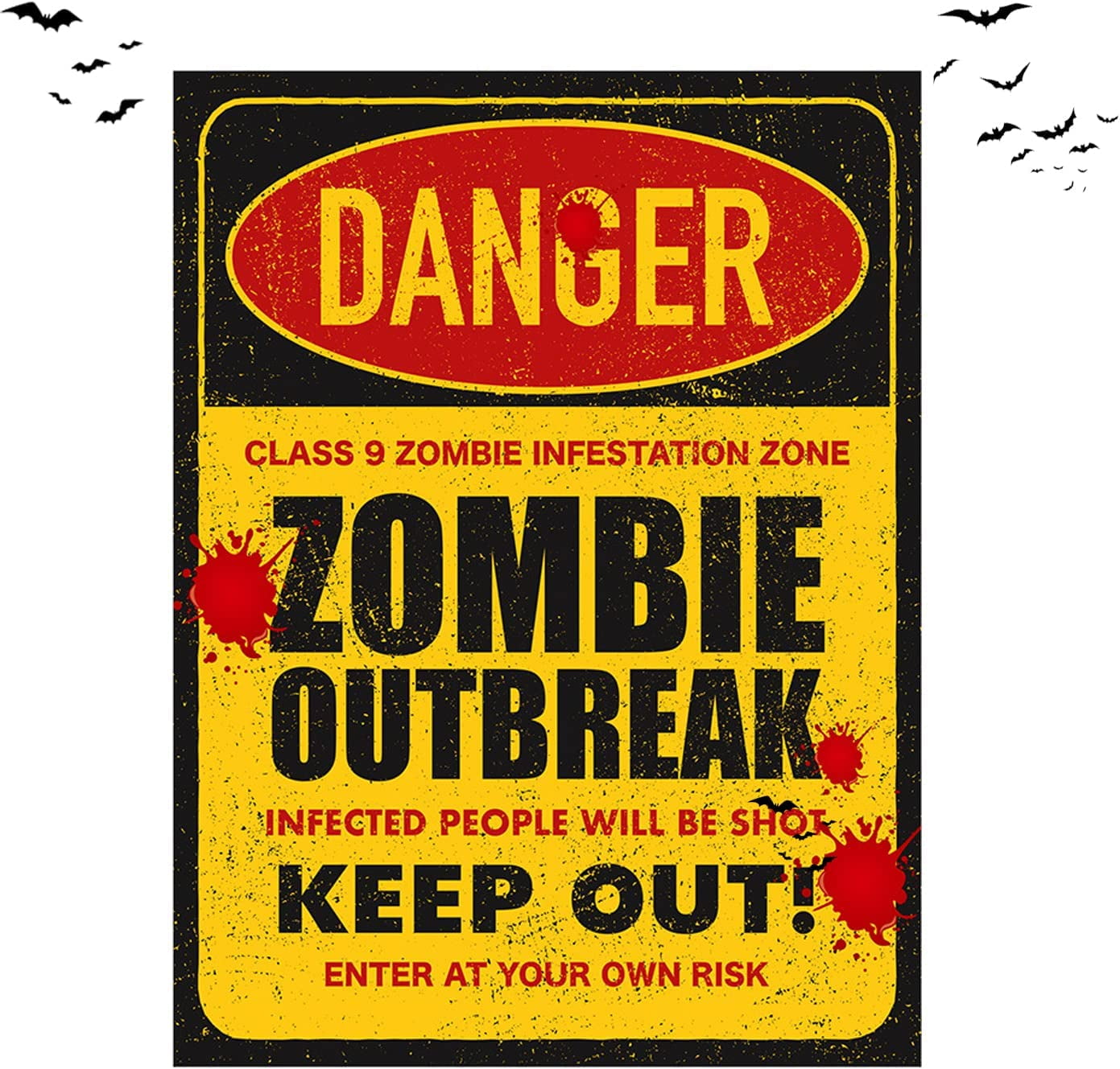 Halloween Haunted House Decorations Beware Signs Horror Party Zombie ...