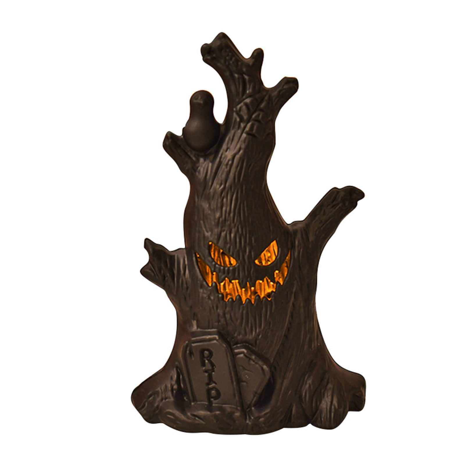 Halloween Haunted House Statue Tree LED Light with Spooky Face ...