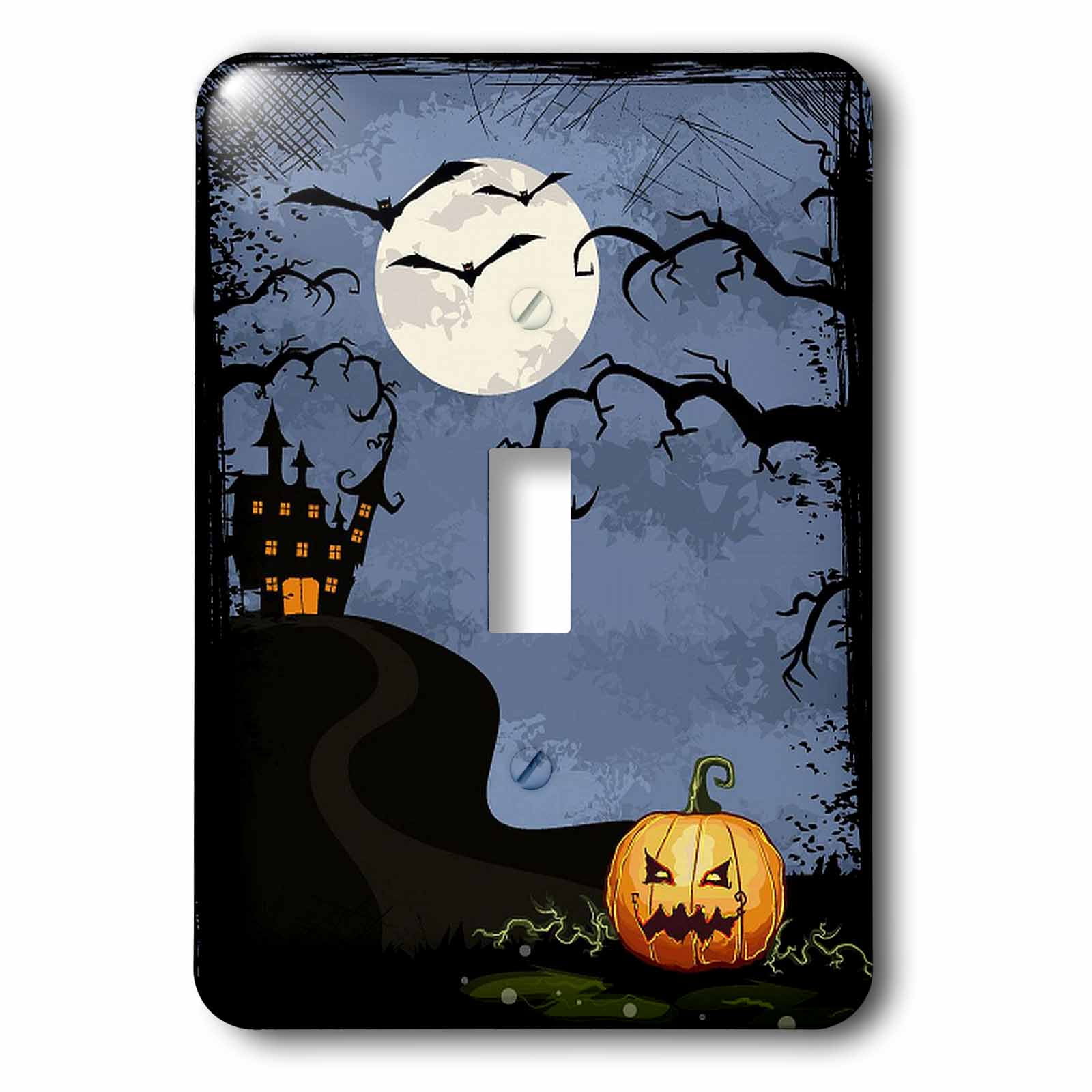 3dRose, Halloween Haunted House With Moon, Tree, and Pumpking, single ...