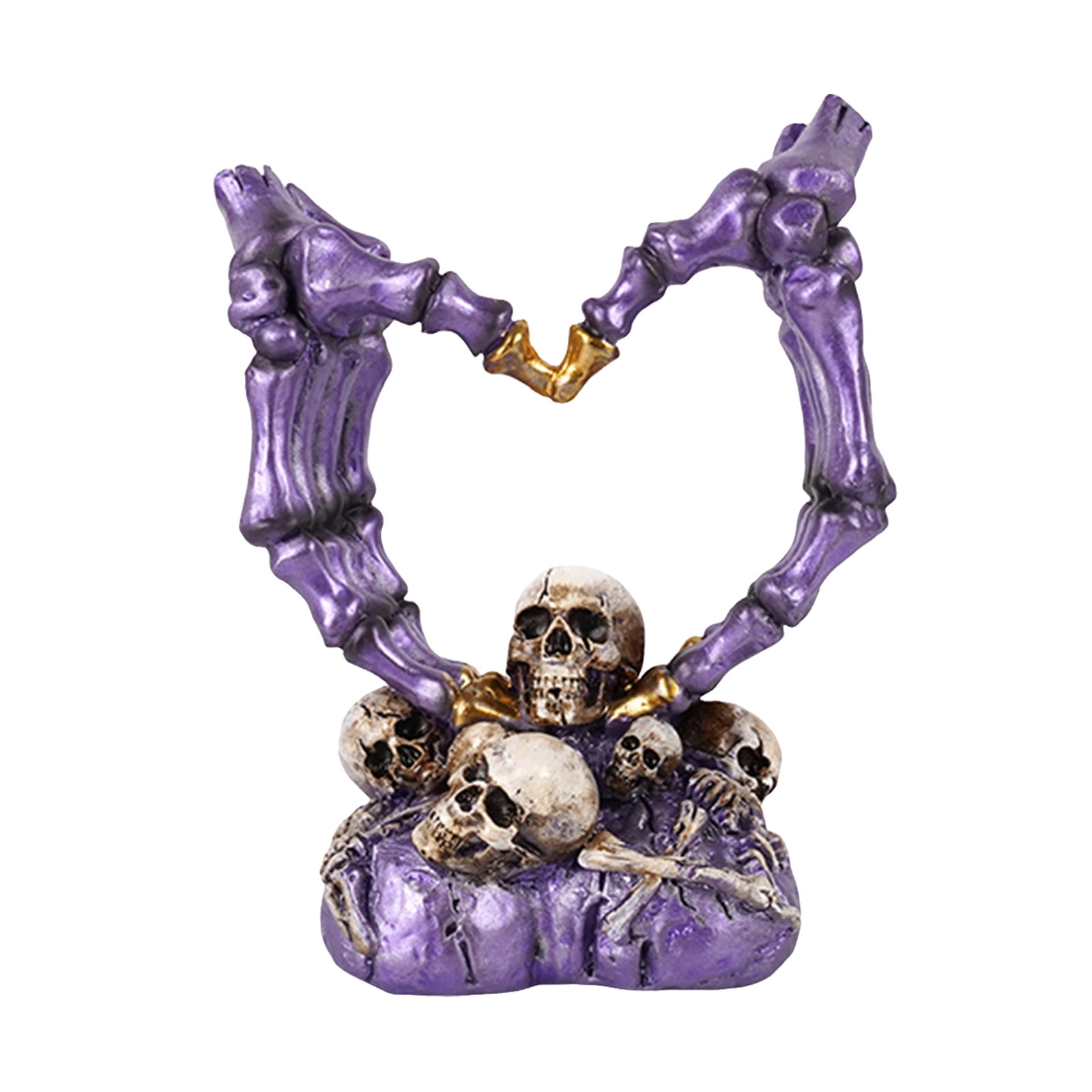 Halloween Heart Hand Gesture Desk Statues Love Ornaments, Skull Couple ...