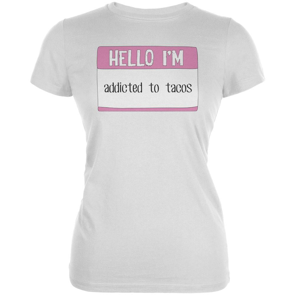 Halloween Hello I'm Addicted to Tacos Juniors Soft T Shirt White X-LG ...
