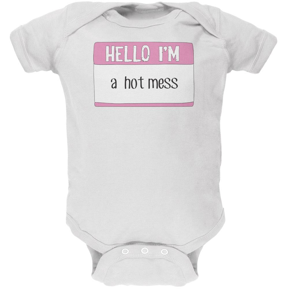 Halloween Hello I'm a Hot Mess Soft Baby One Piece White 6 Month ...