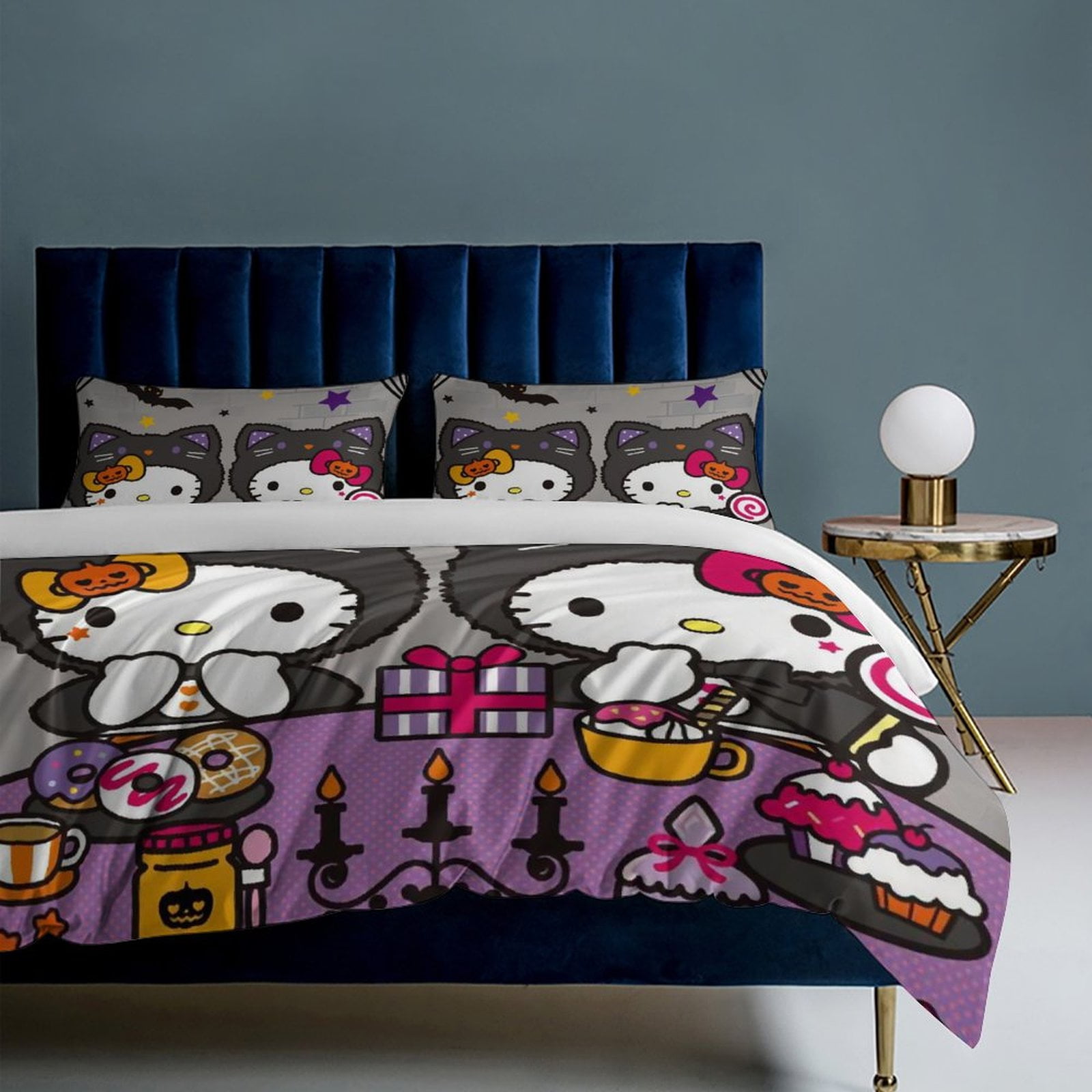 Halloween Hello-Kitty Duvet Cover for Kids Girls Bedding,3D Comforter Cover,Bed Set 3Pcs,Bed ...