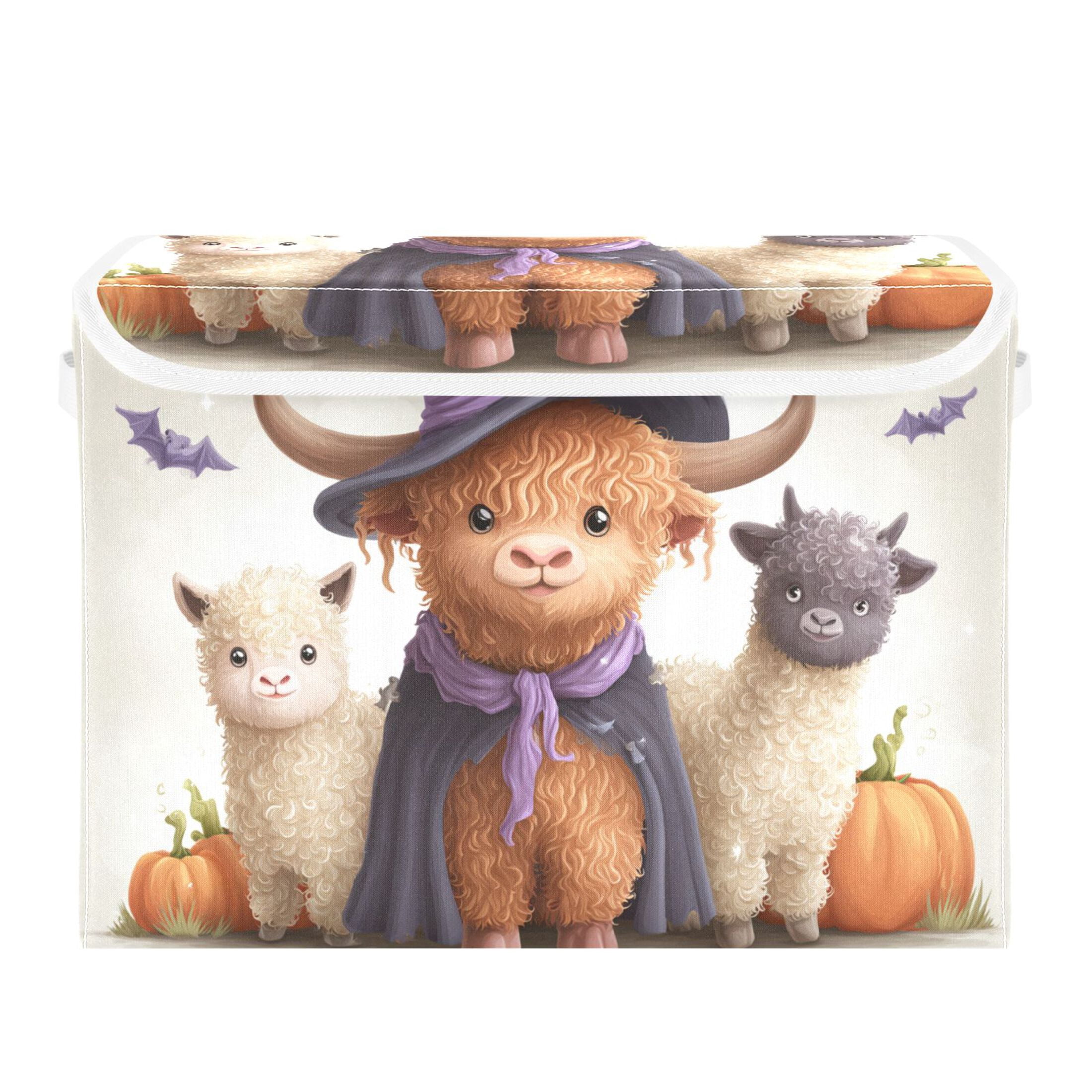 Halloween Highland Cows with Alpacas Pumpkins Foldable Storage Bins ...