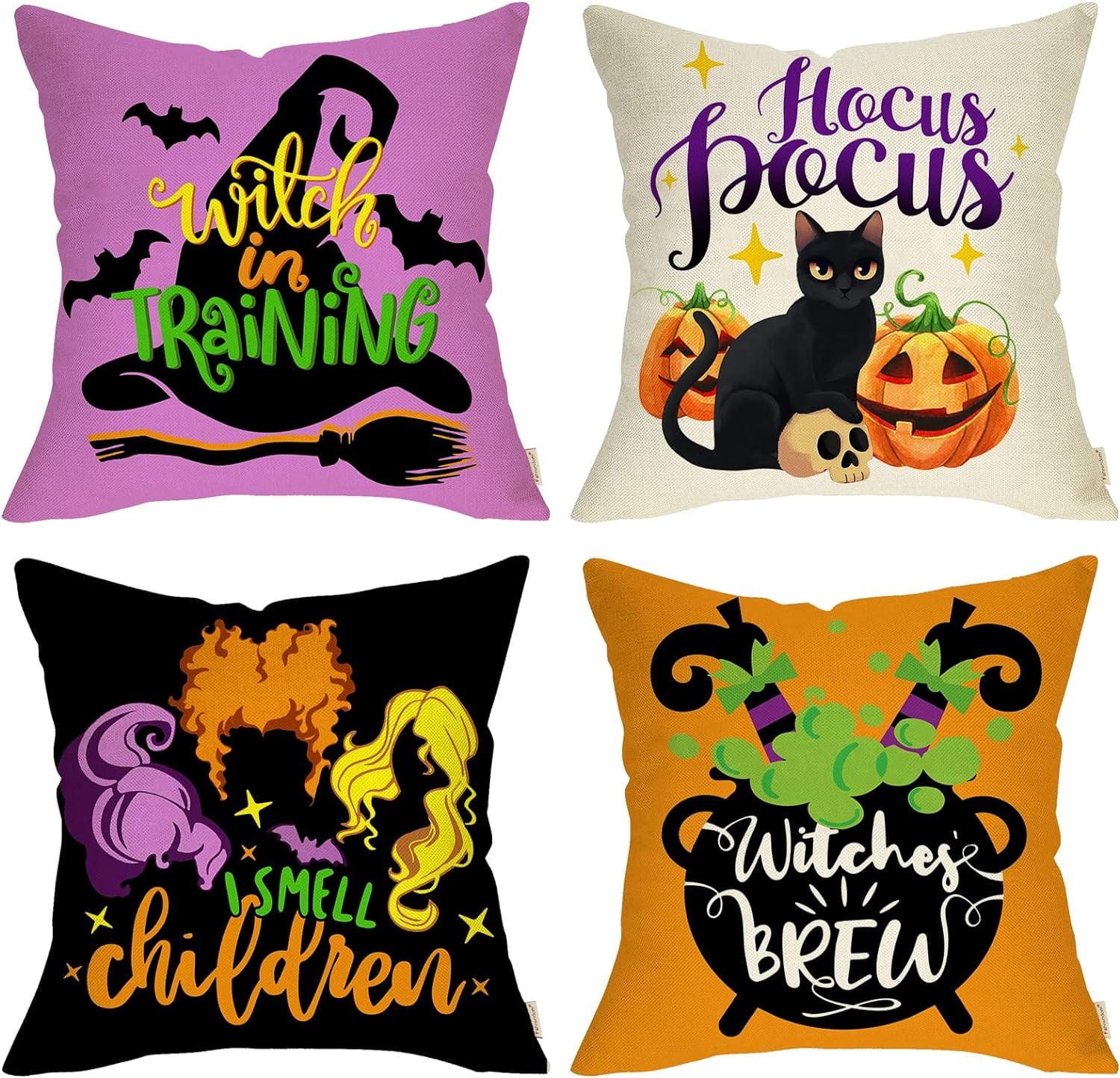 Halloween Hocus Pocus Decorative Throw Pillow Cover 16 x 16 Set of 4 ...