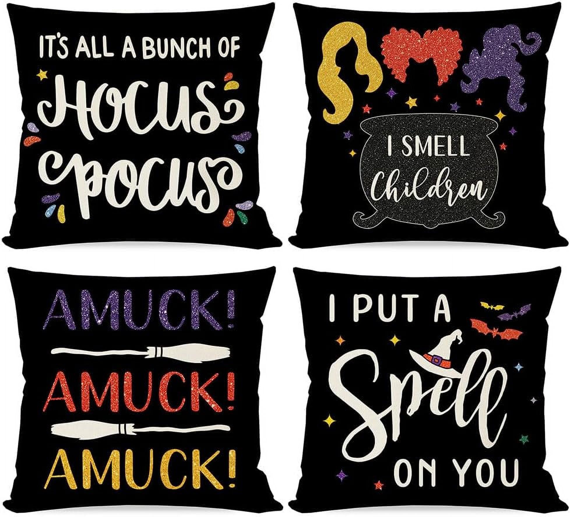 Halloween Hocus Pocus Pillow Covers 16x16 Set of 4 for Fall Decorations ...