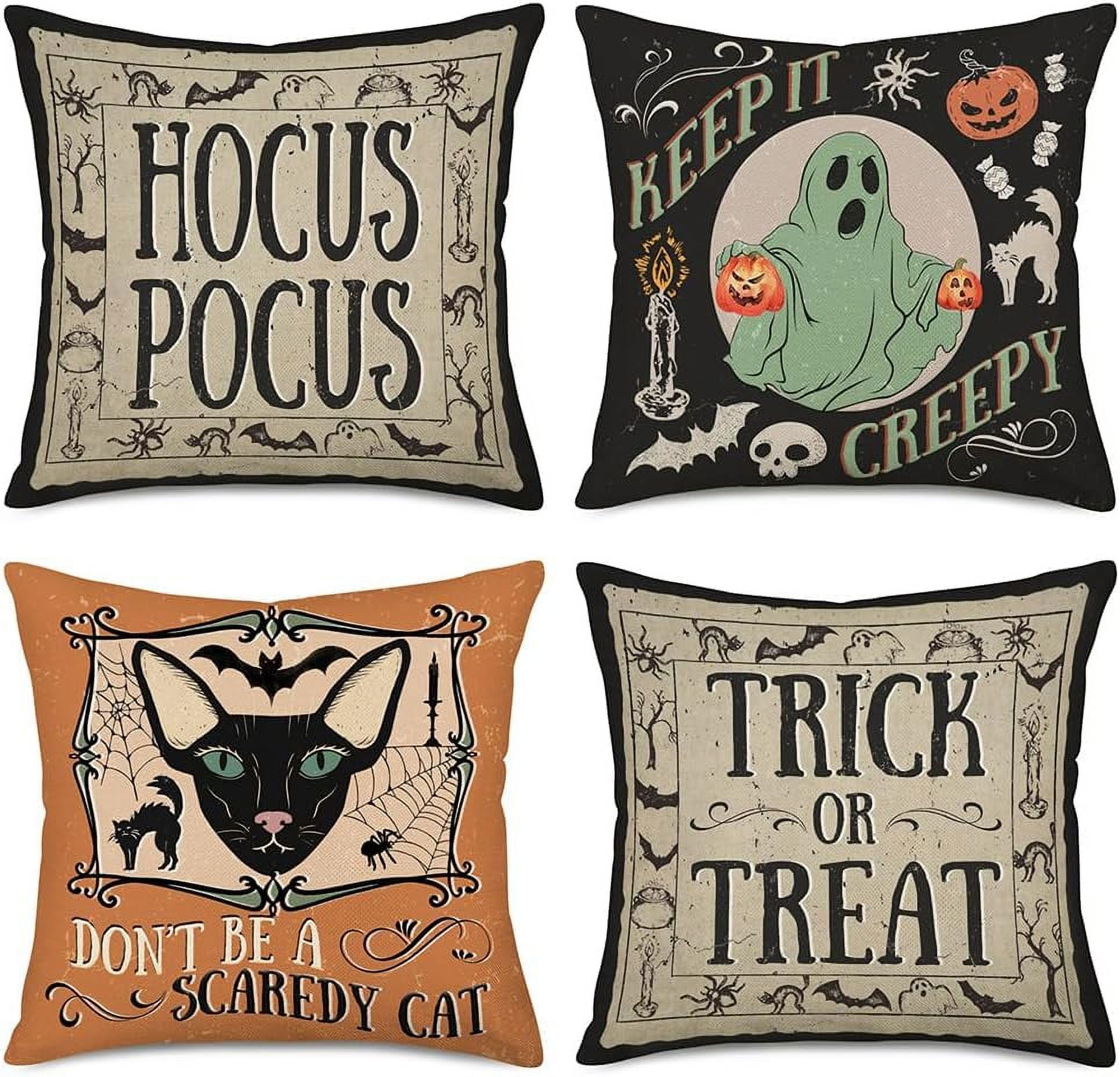 Halloween Hocus Pocus Pillow Covers 20x20 Inch Set of 4 Vintage ...