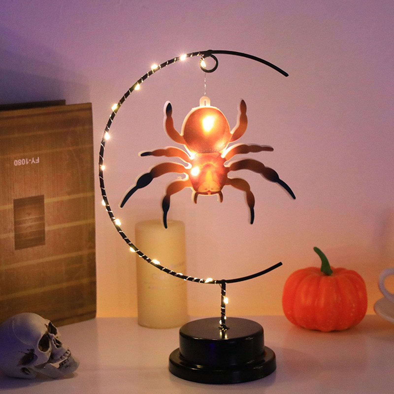 Halloween Home Decoration 7 Inch Iron Witch Modeling Lights Spider Bat ...