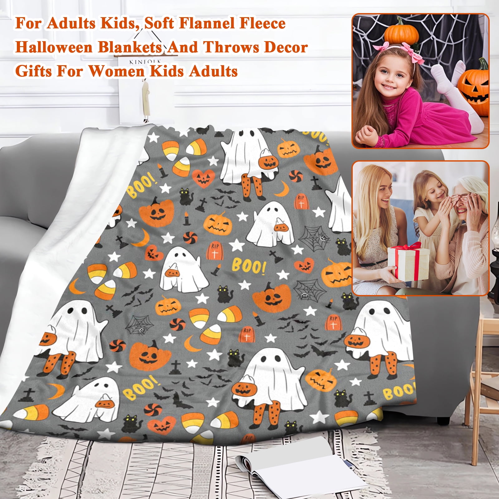 Halloween Home Decorations Halloween Throw Blanket Soft Lightweight ...