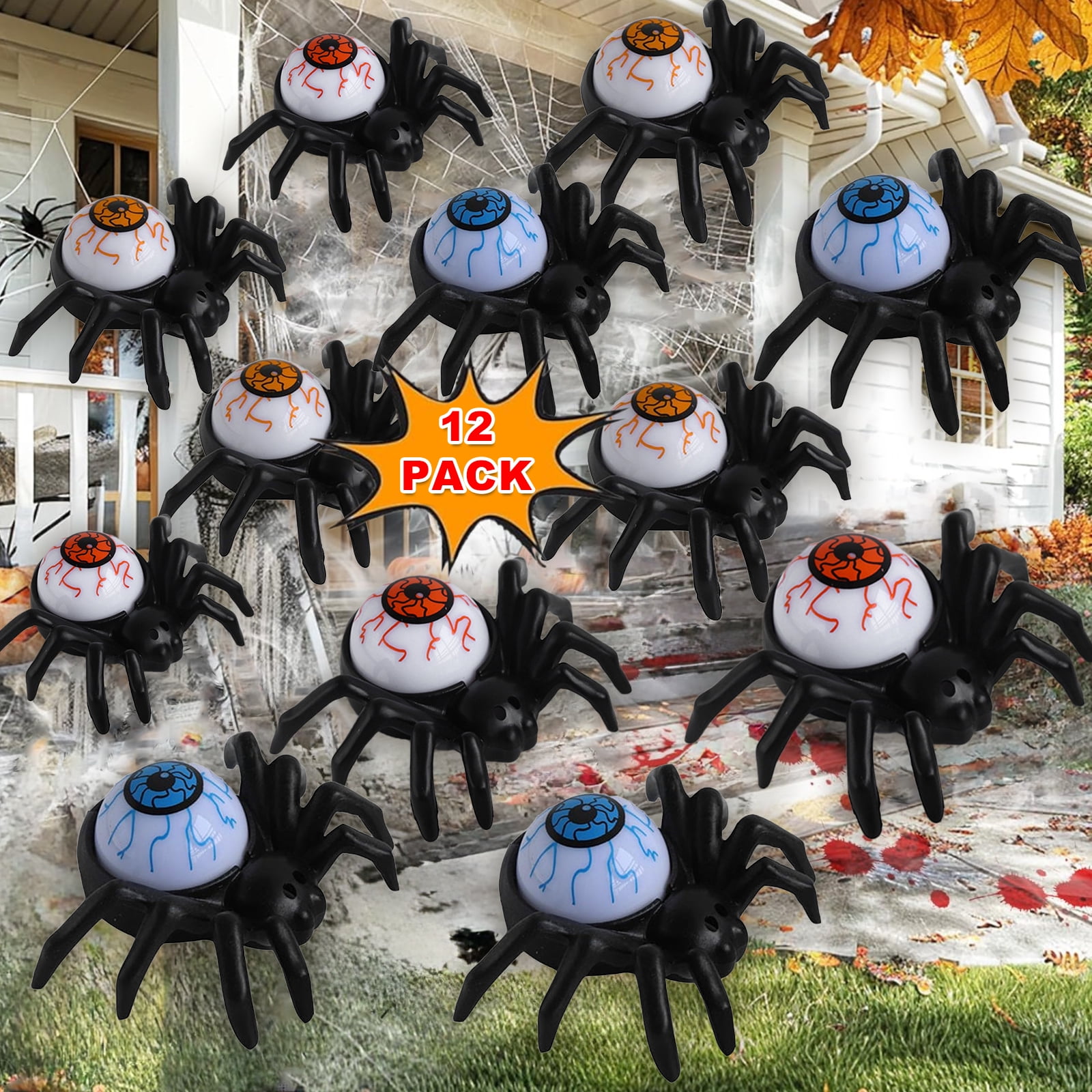 DAKIMOE 12PCS Halloween Spider Tea Lights with Spider Eyeballs LED ...