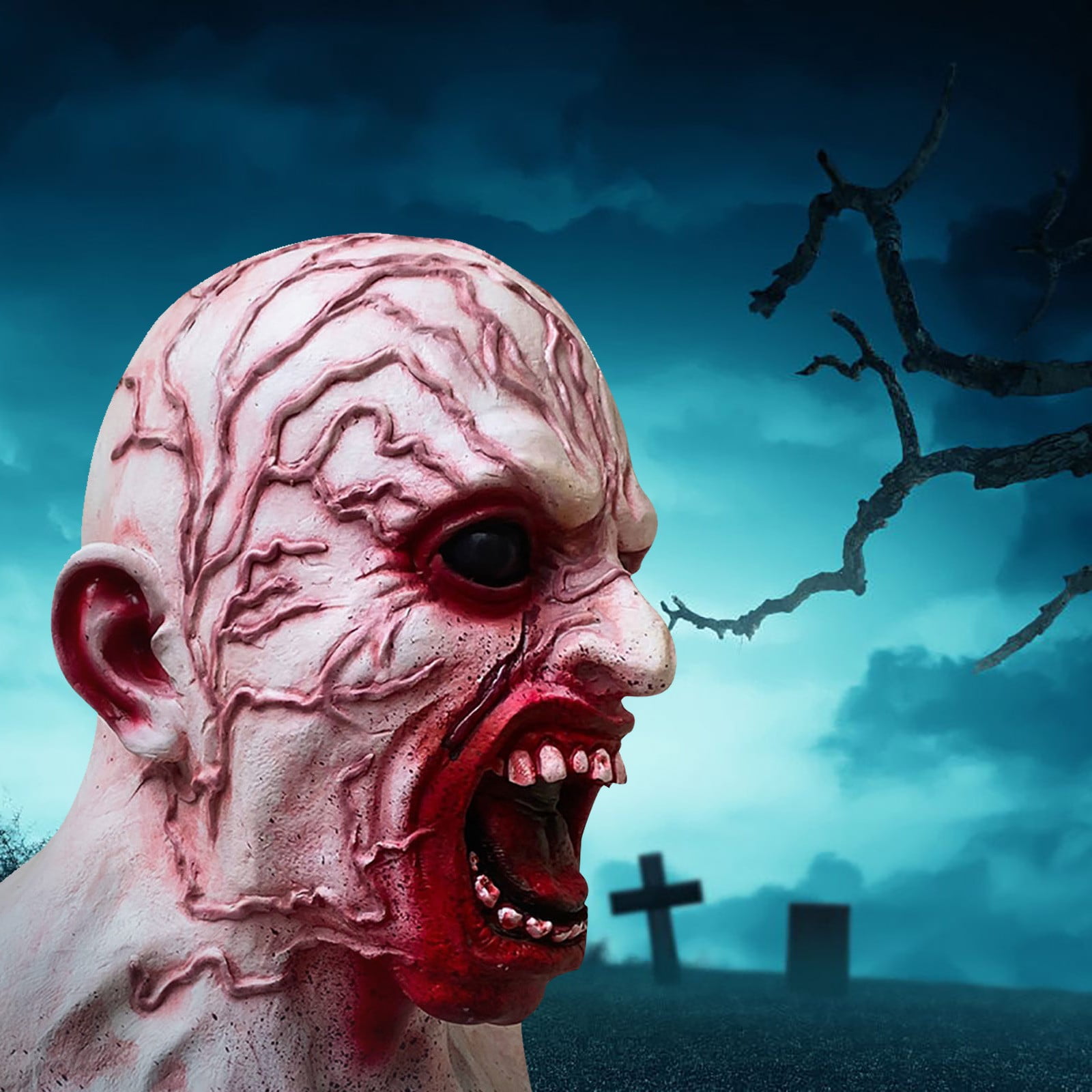 Halloween Alien Big Mouth Headgear, Scary Alien Person Headgear, Fork ...