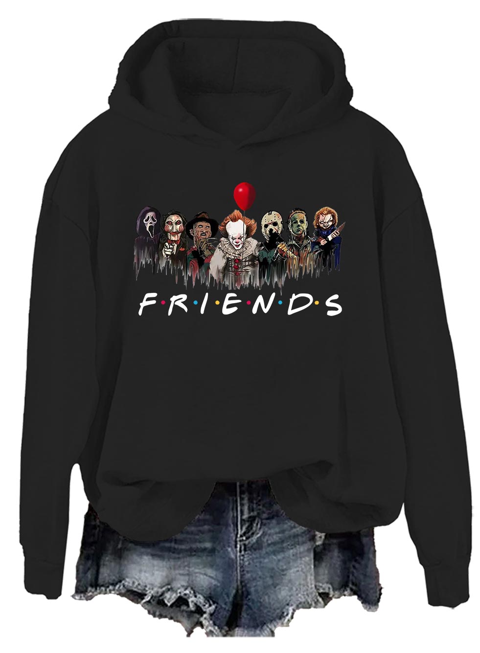 Halloween Horror Characters Hoodie, Horror Characters Friends Hoodie ...
