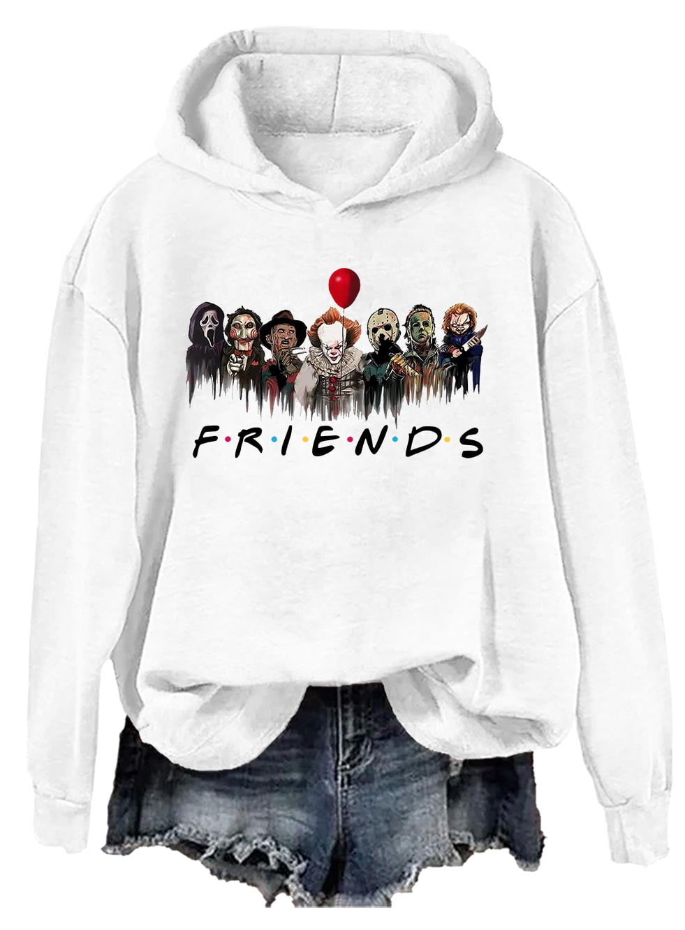 Halloween Horror Characters Hoodie, Horror Characters Friends Hoodie ...