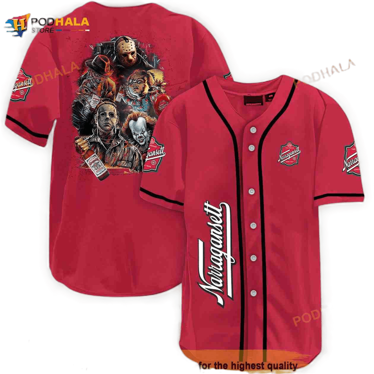 Halloween Horror Characters Narragansett Beer 3d Baseball Jersey ...