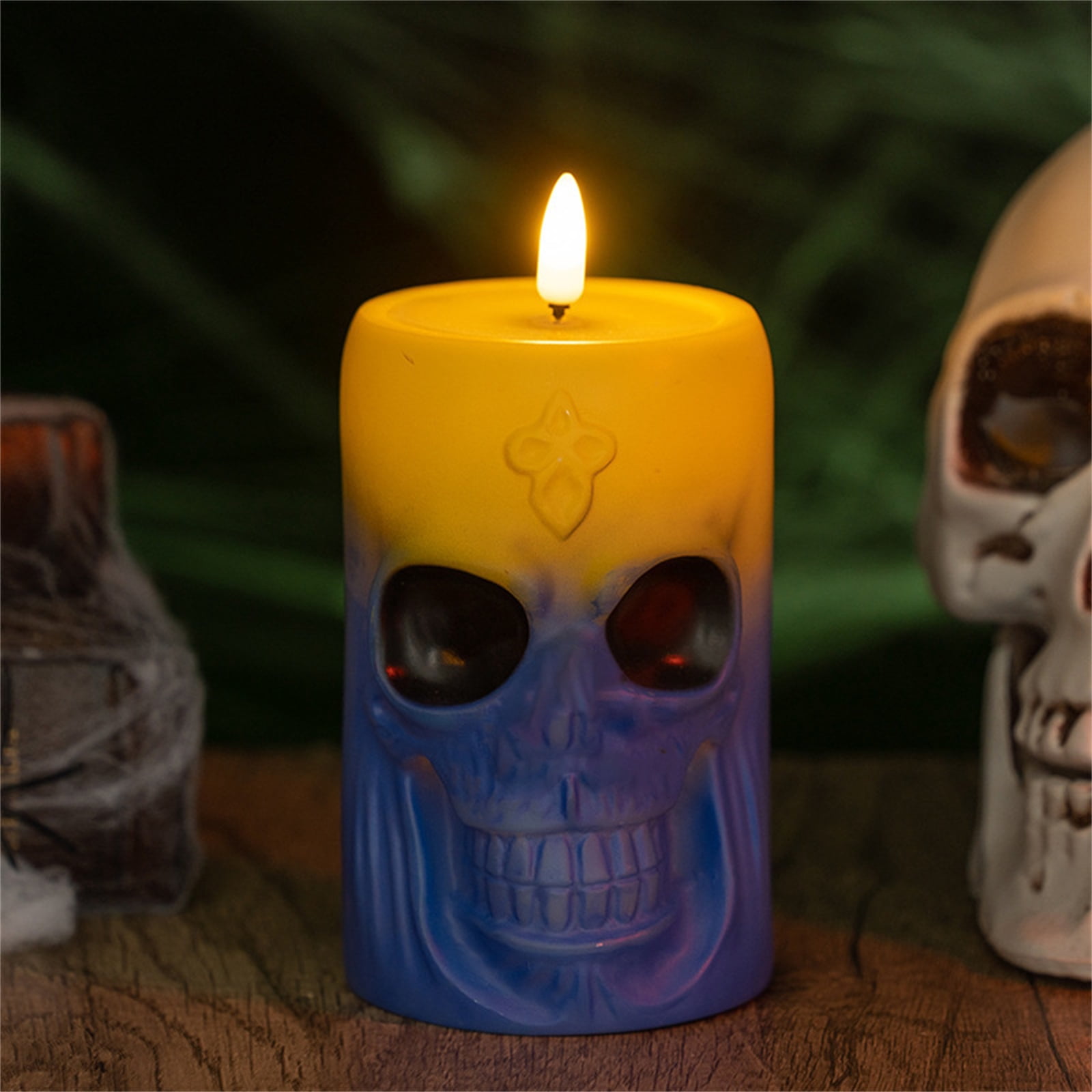 Halloween Horror Gradient Skull Lamp, Eerie Vintage Design With Glowing ...