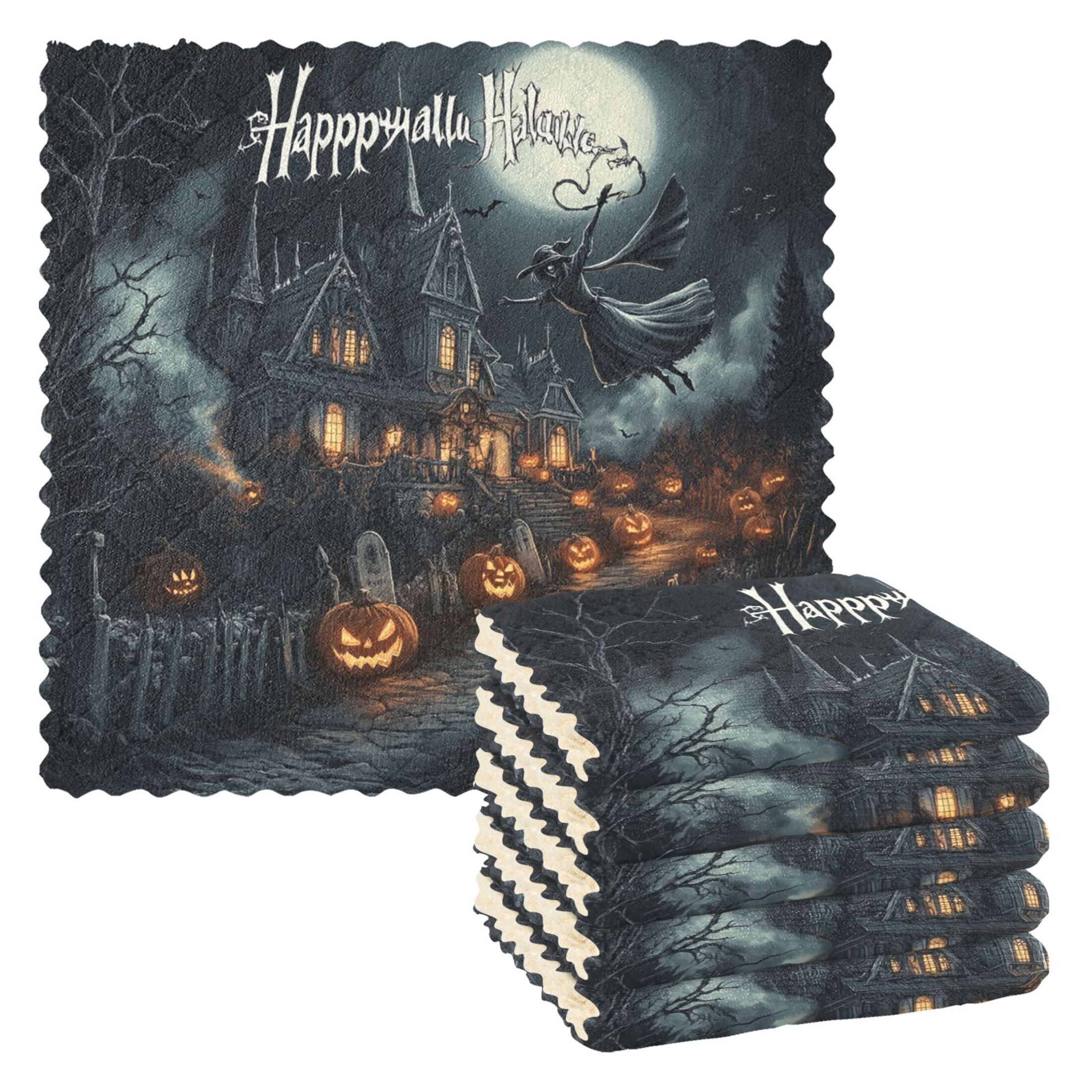 Halloween Horror Haunted House Kitchen Cloth Dish Towels for Drying ...