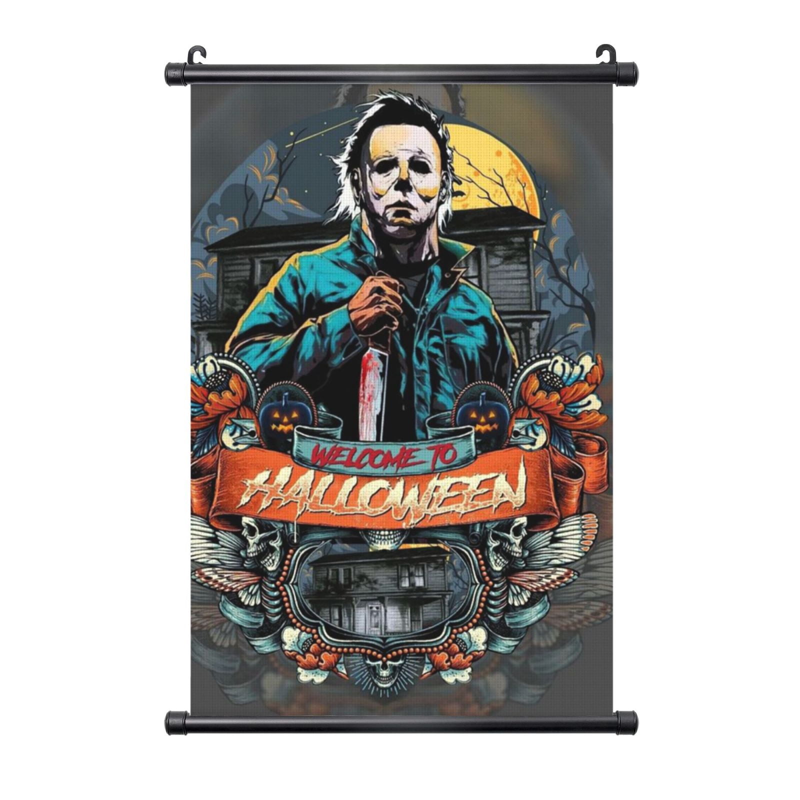 Halloween Horror Michael Myers Black Plastic Shaft Hanging Poster Decor ...