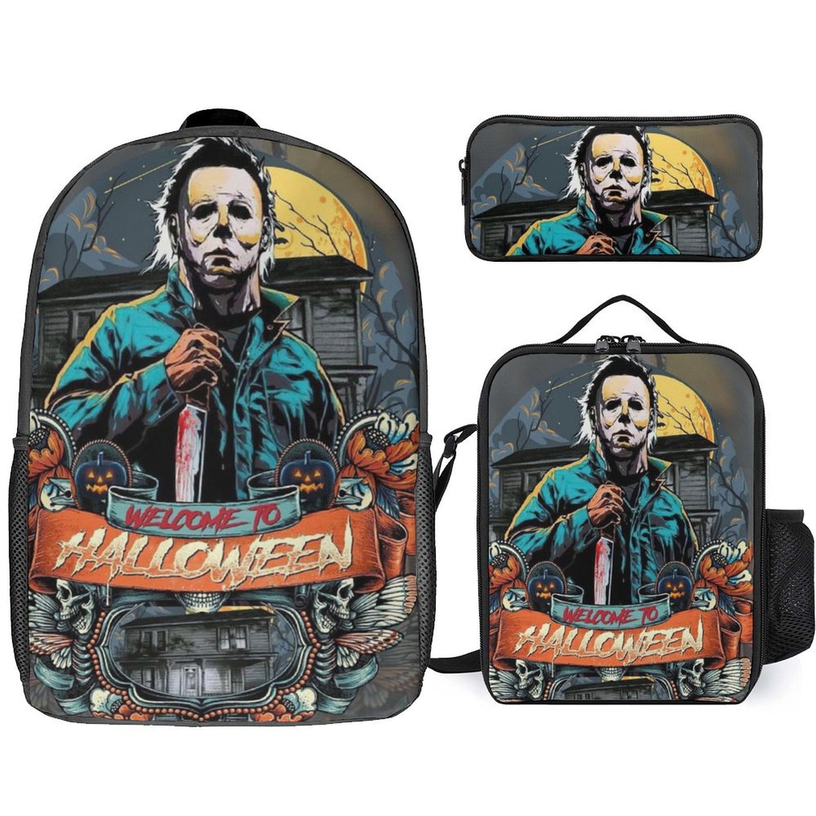 Halloween Horror Michael Myers Laptop Backpack With Pencil Case Lunch ...