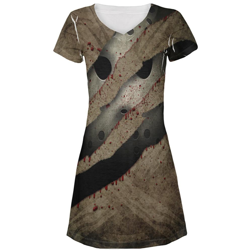 Halloween Horror Movie Mask Slasher Attack All Over Juniors Beach Cover ...