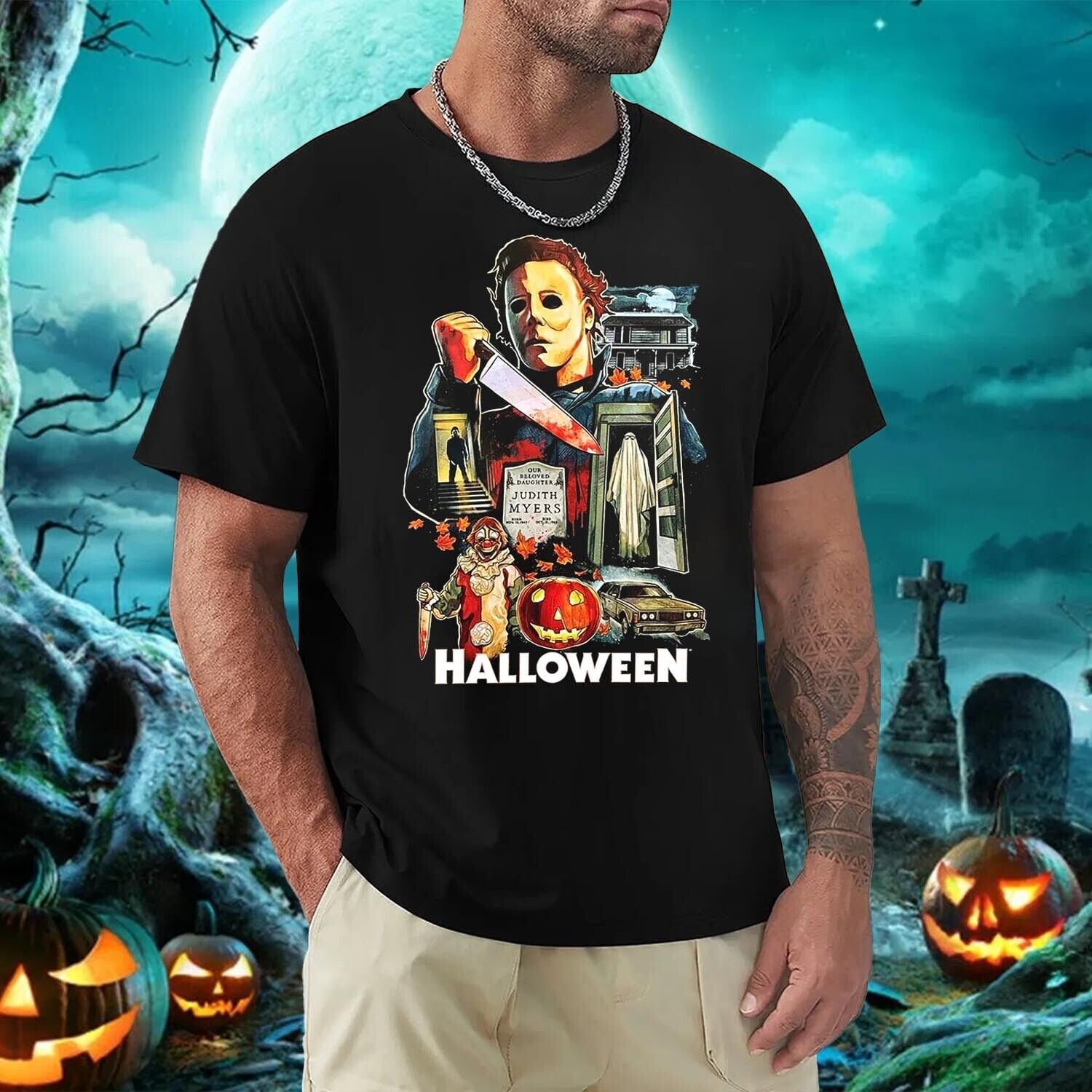 Halloween Horror Nights 2024 Michael Myers Clown Mask Hnn 1978 T-Shirt ...