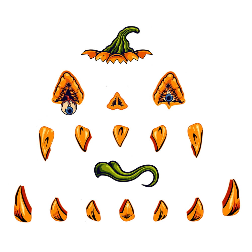 Halloween Horror Pumpkin Monster Face Decorations Stickers Kit with ...