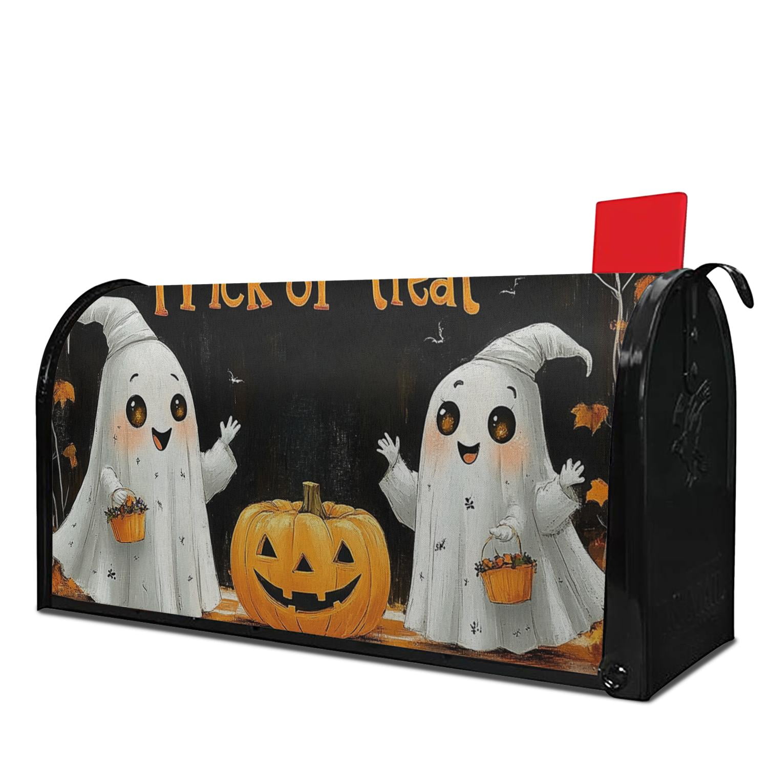 Halloween Horror Pumpkin Spooky Ghost Mailbox Covers,Magnetic 21x25.5 Inch Mailboxwrap Water ...