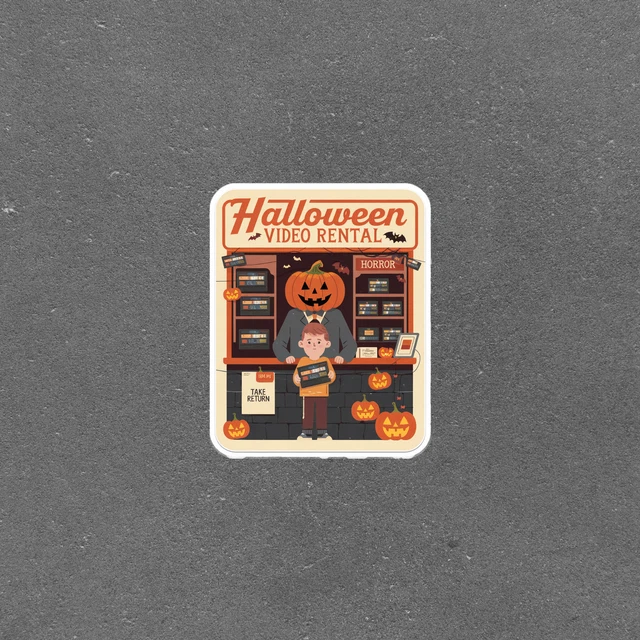 Halloween Horror Video Rental Store Sticker - Retro Scary Movie ...