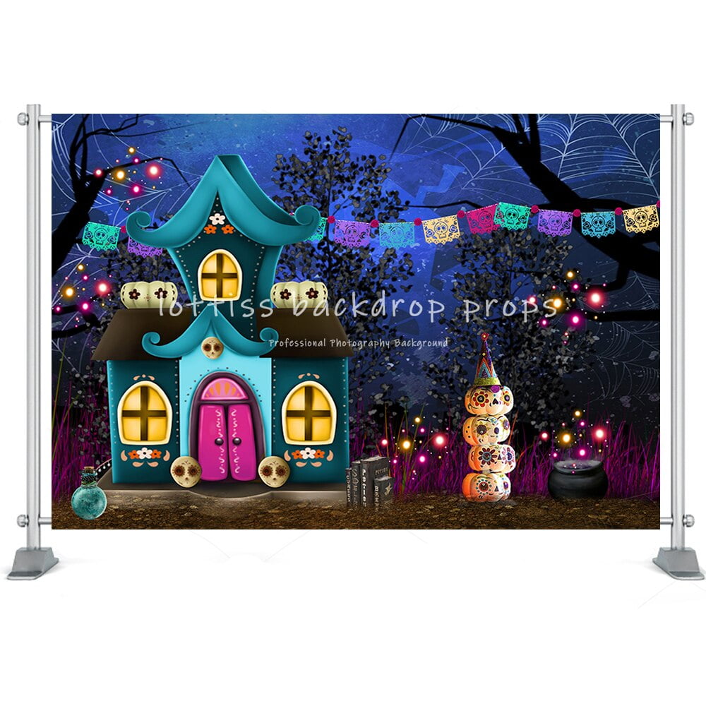 Halloween House Backdrop Castle Forest Moon Tombstone Festival decor ...