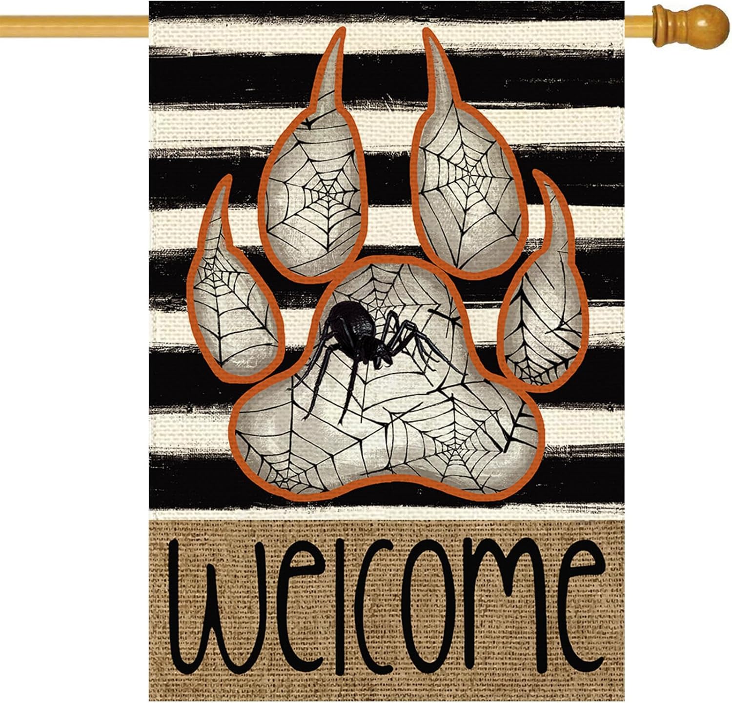 Halloween House Flag 28 x 40 Inch Spooky Welcome Double Sided Burlap ...