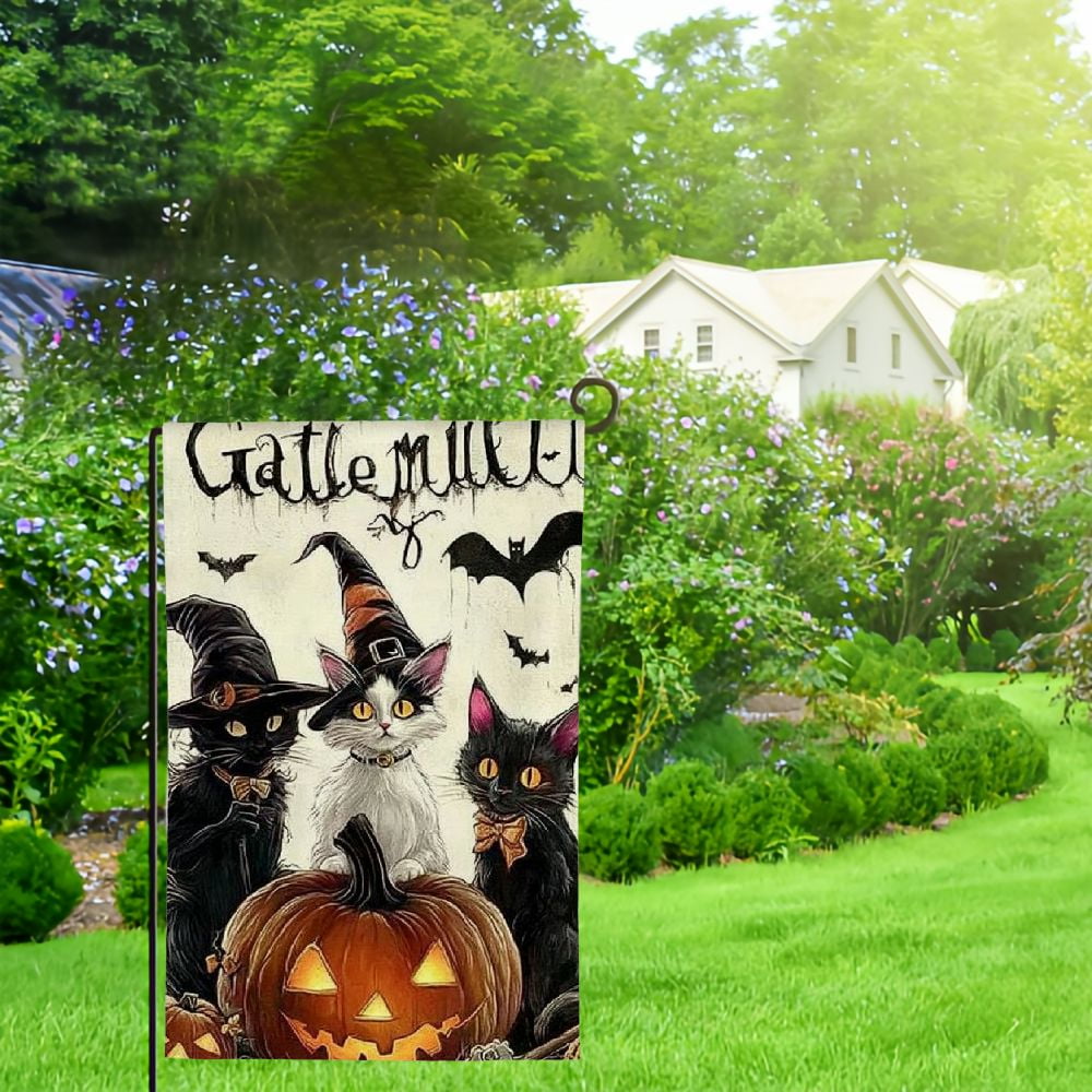 Halloween House Flag Happy Meoween Inch Double Sided Outside, Day of ...