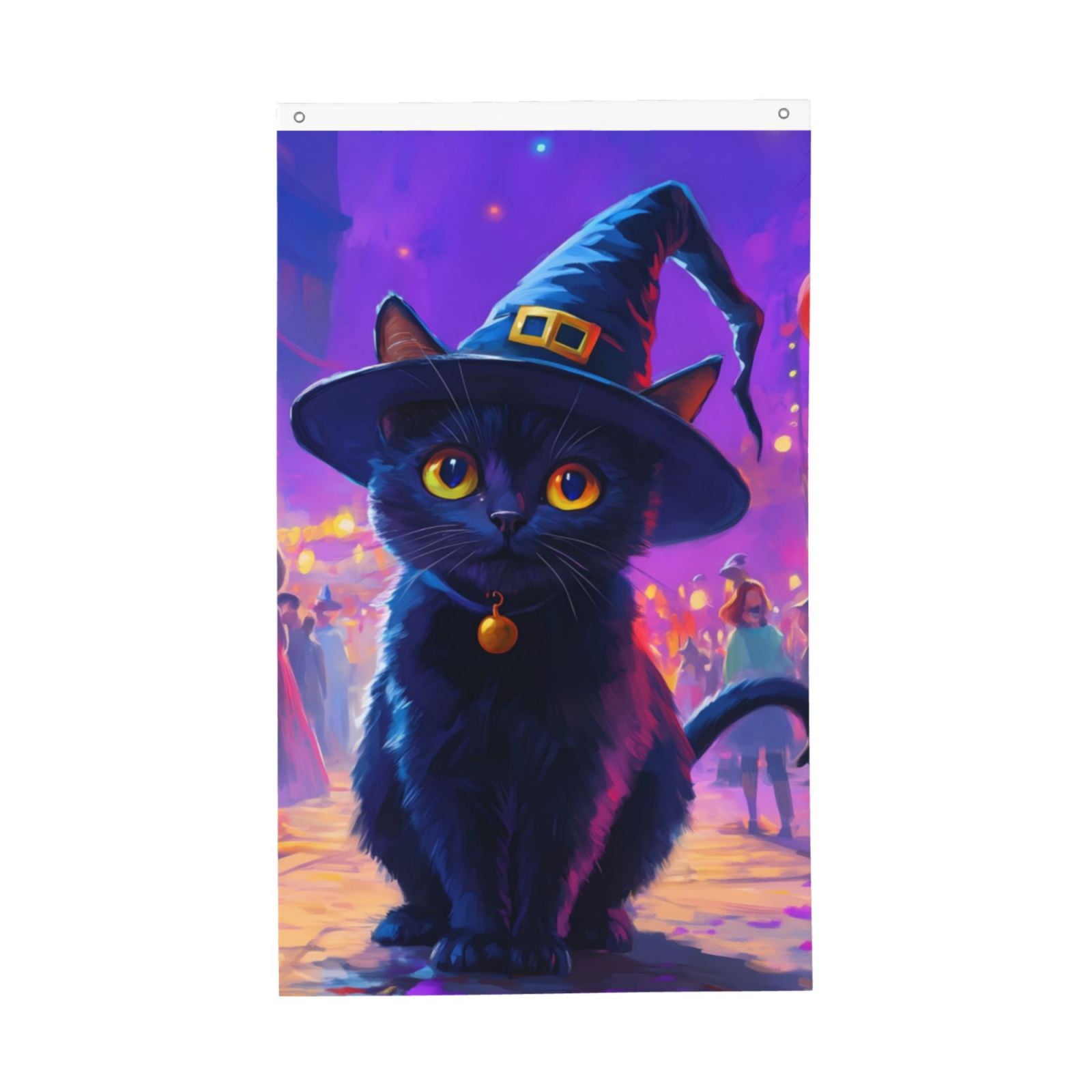 Halloween House Flags, Halloween Cute Black Cat Witch Hat Halloween ...
