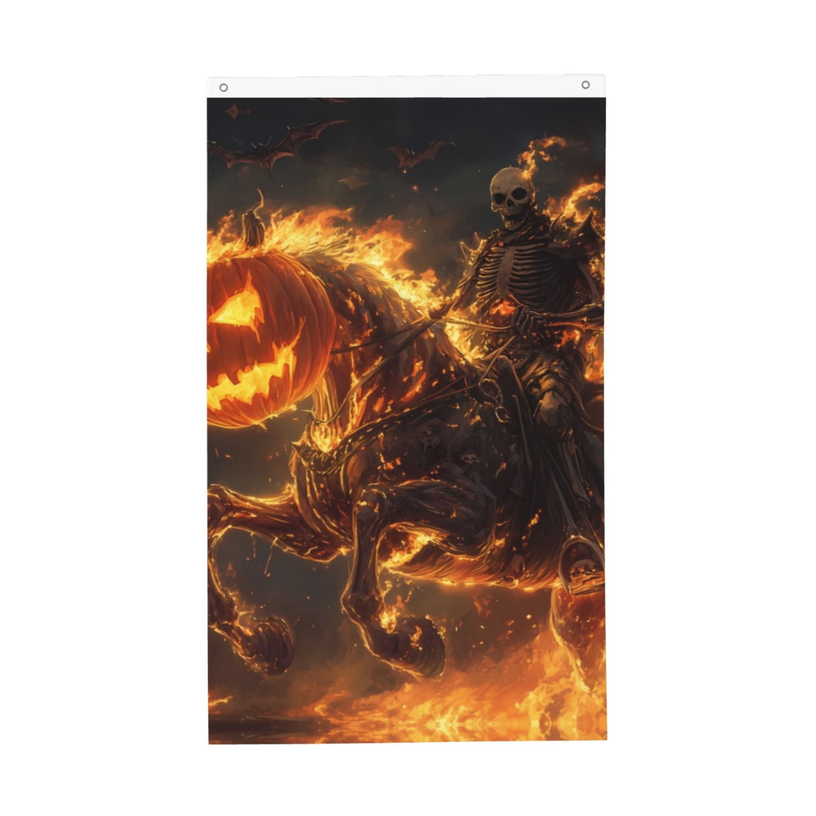Halloween House Flags, Halloween Flame Pumpkin Skeleton Knight B ...