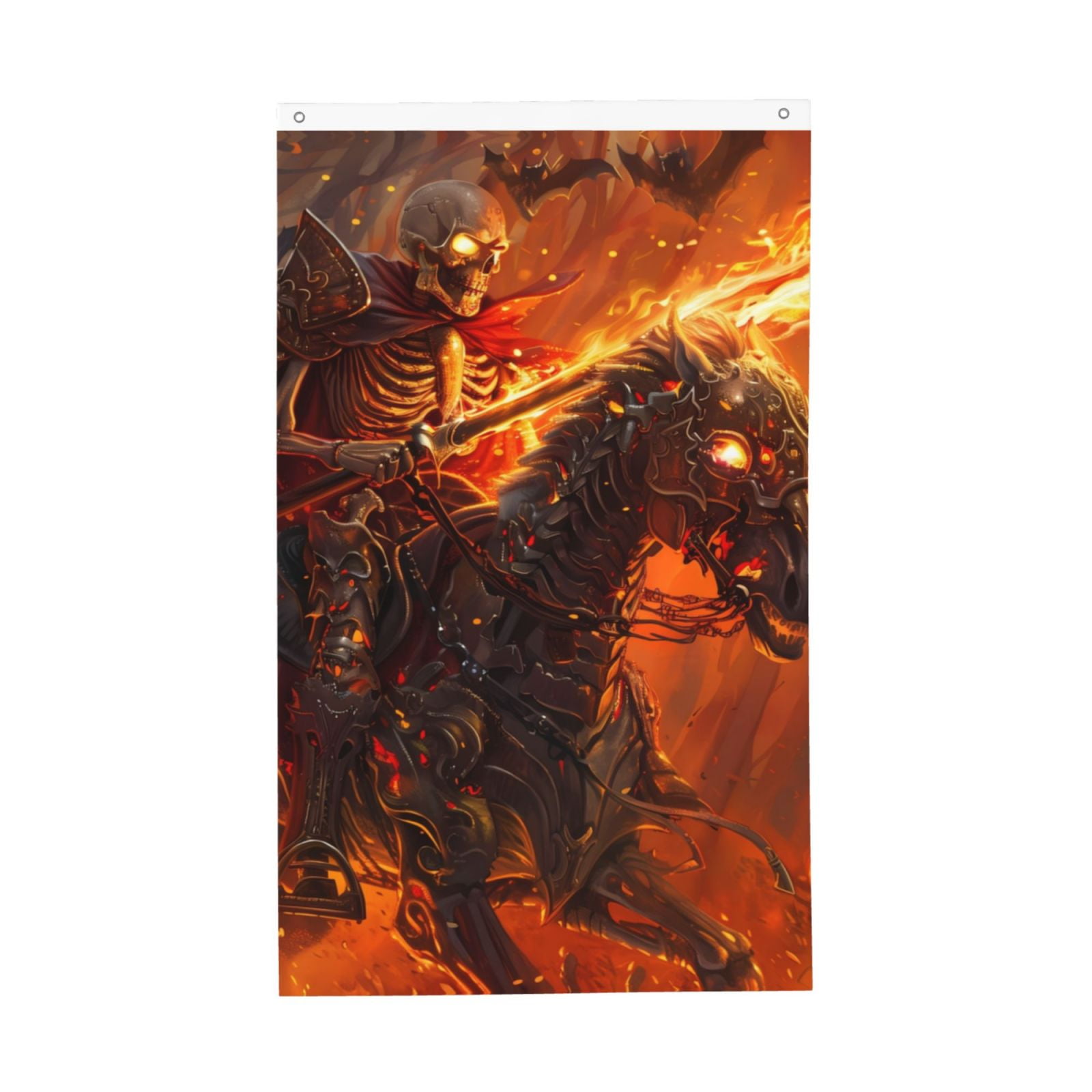 Halloween House Flags, Halloween Flame Skeleton Knight Halloween Decor ...