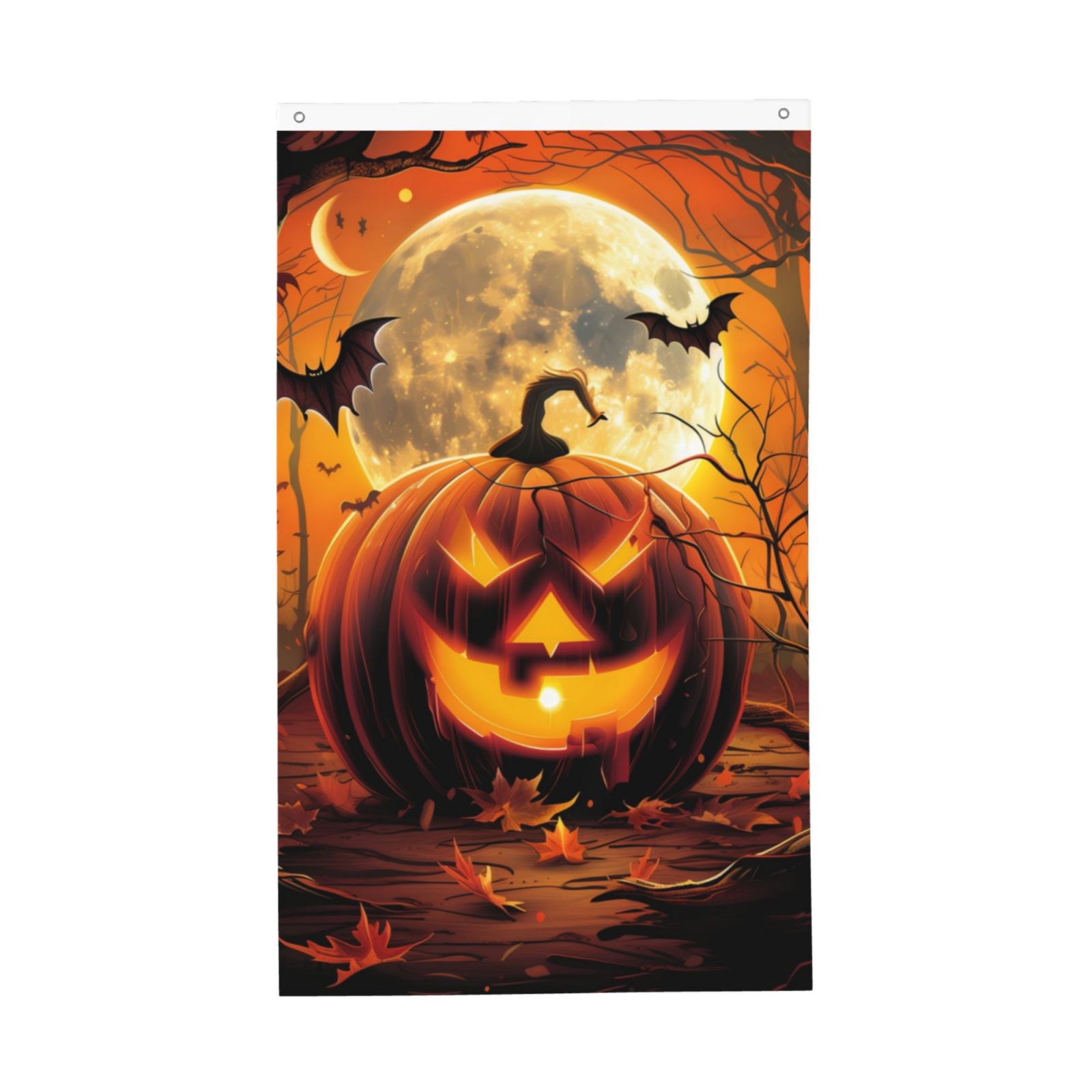 Halloween House Flags, Halloween Full Moon Pumpkin Bat Halloween Decor ...
