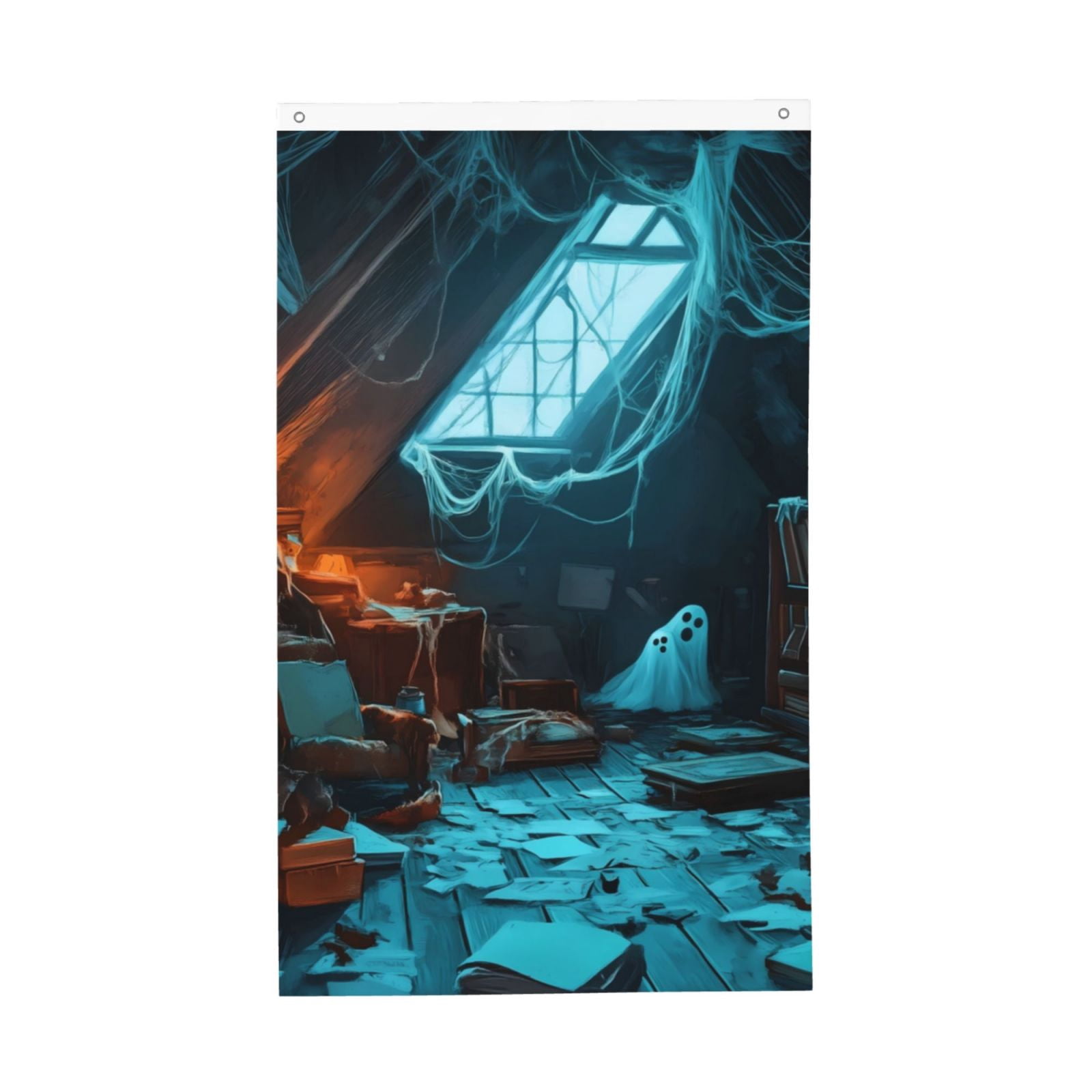 Halloween House Flags, Halloween Ghost Study Halloween Decor Double ...