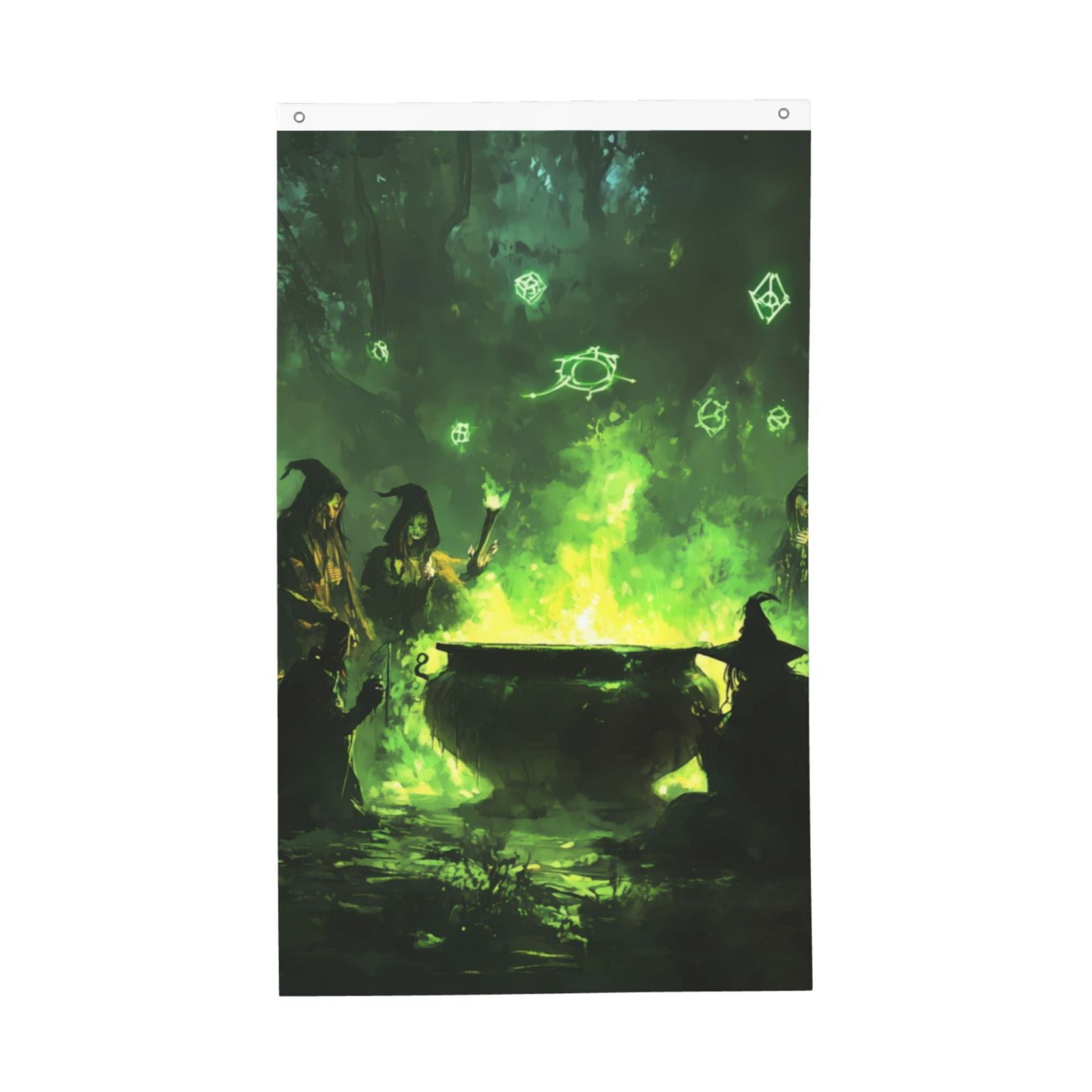 Halloween House Flags, Halloween Green Forest Witch Halloween Decor ...