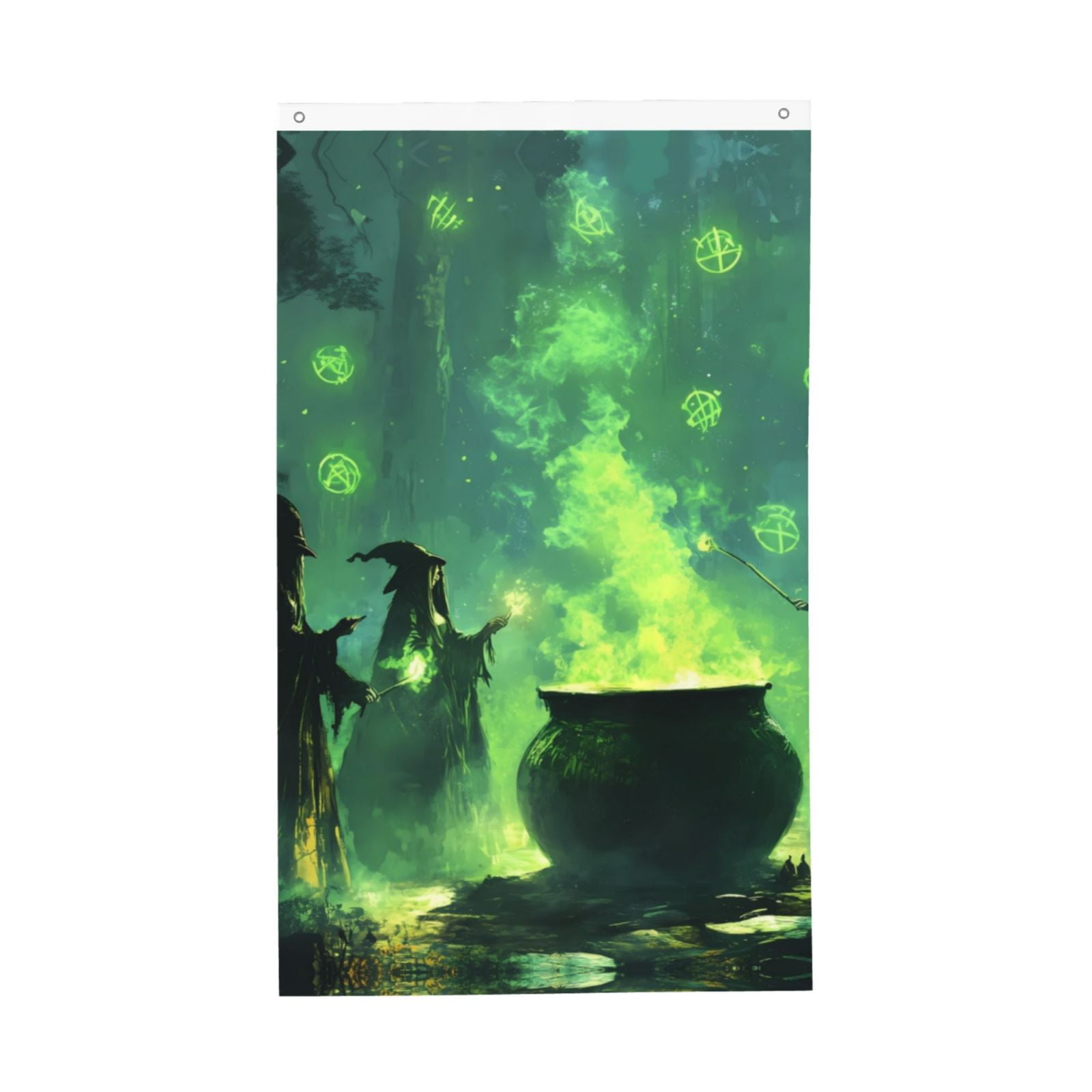 Halloween House Flags, Halloween Green Witch Halloween Decor Double ...