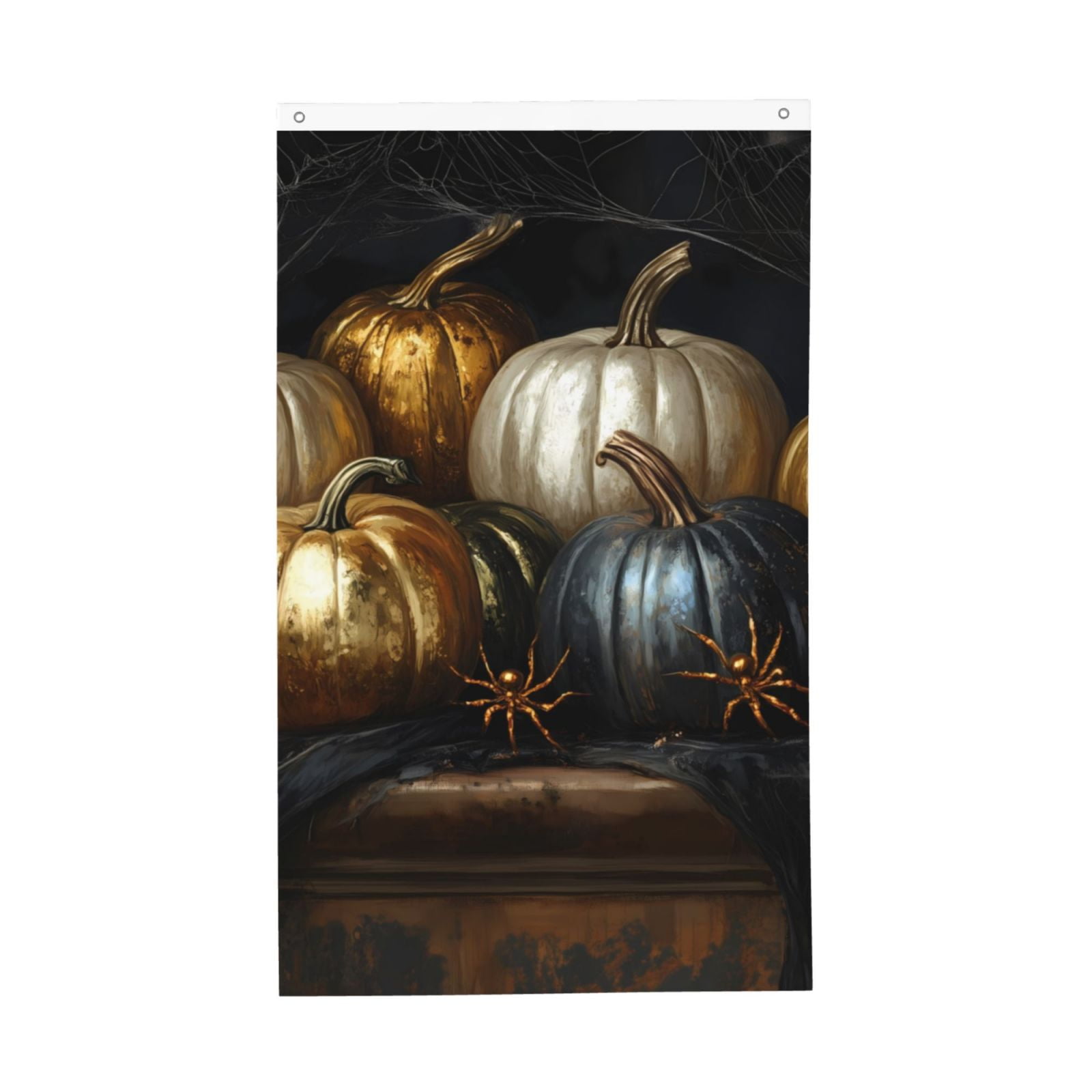 Halloween House Flags, Halloween Metallic Painted Pumpkin Halloween ...