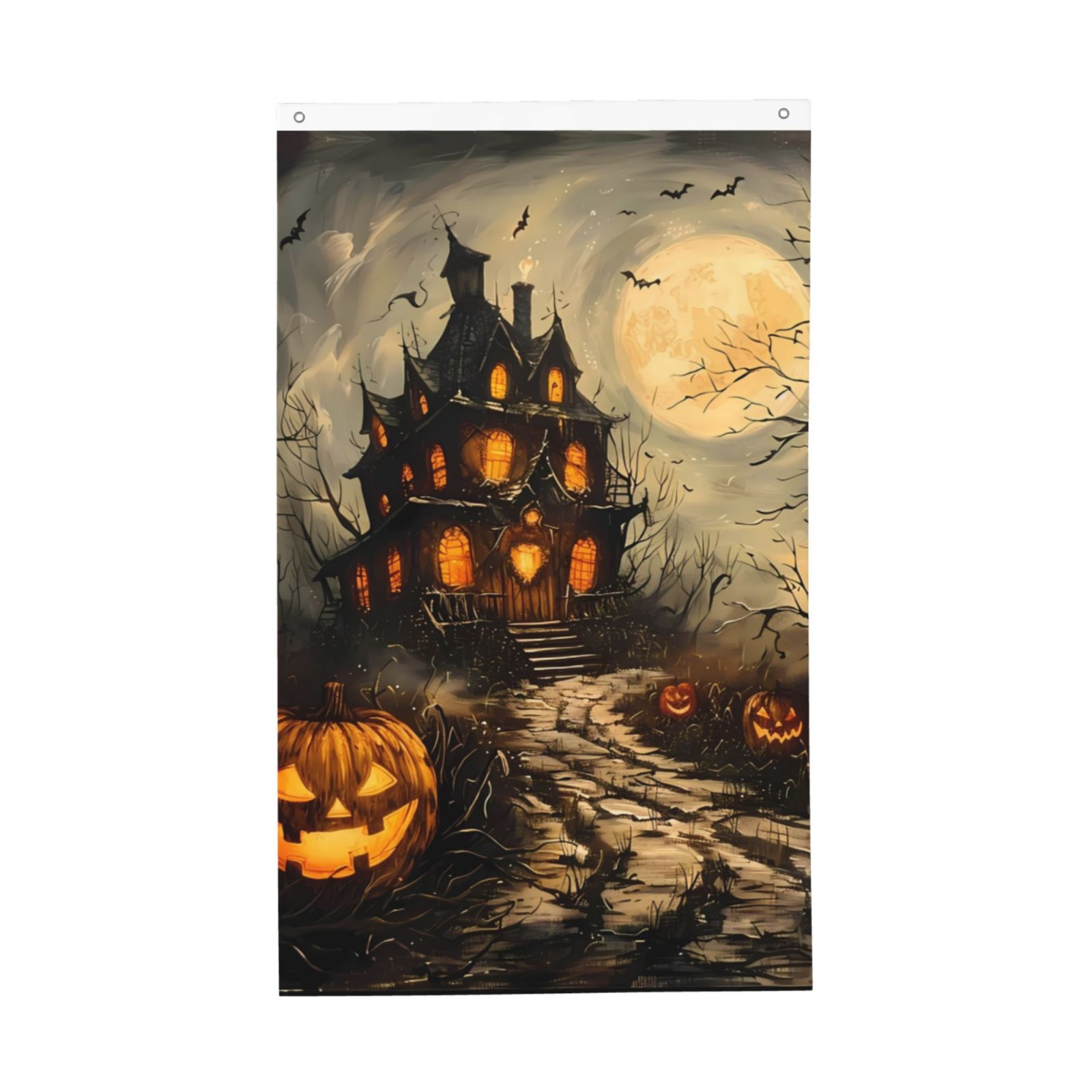 Halloween House Flags, Halloween Pumpkin Forest Path Halloween Decor ...