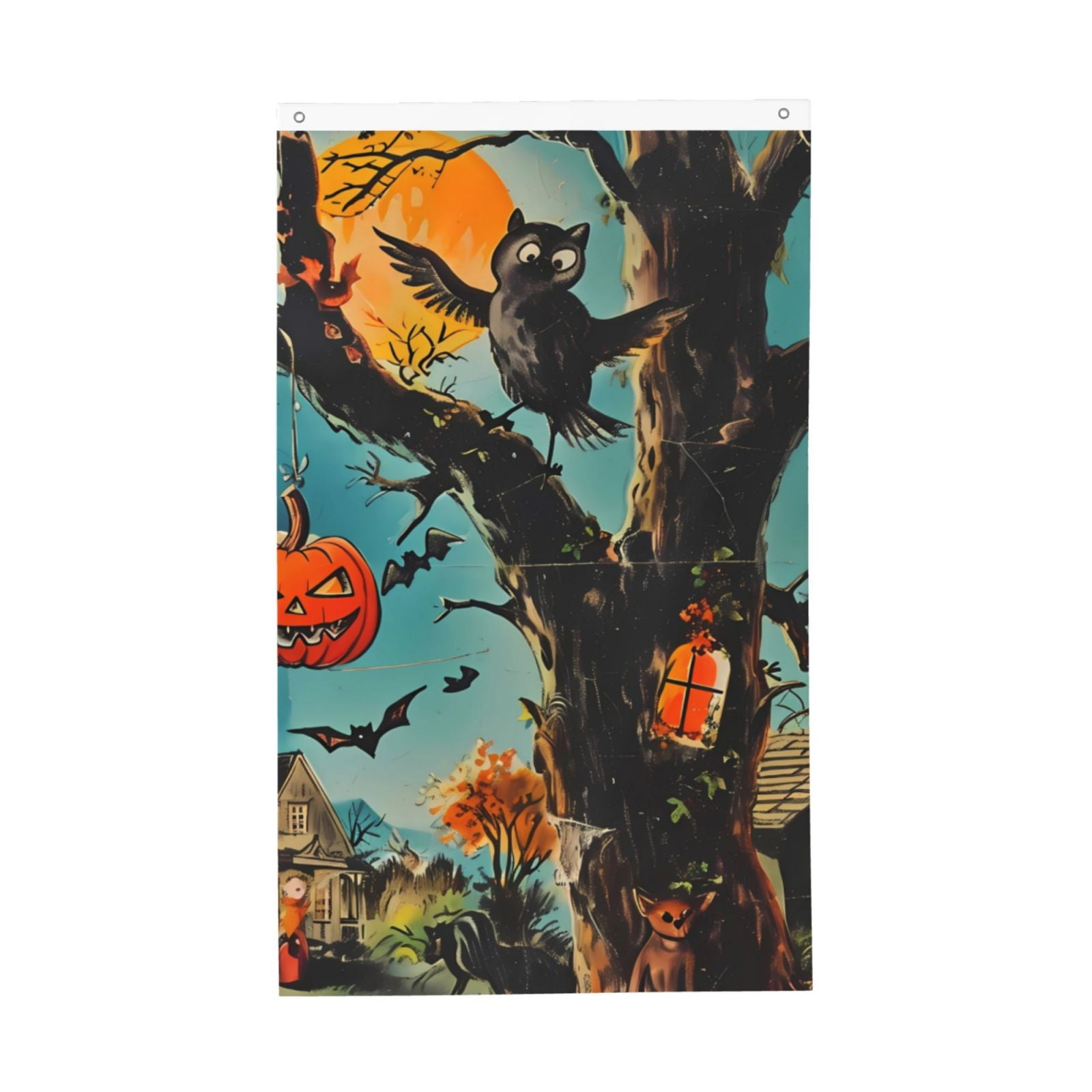 Halloween House Flags, Halloween Tree Branch Village Halloween Decor ...