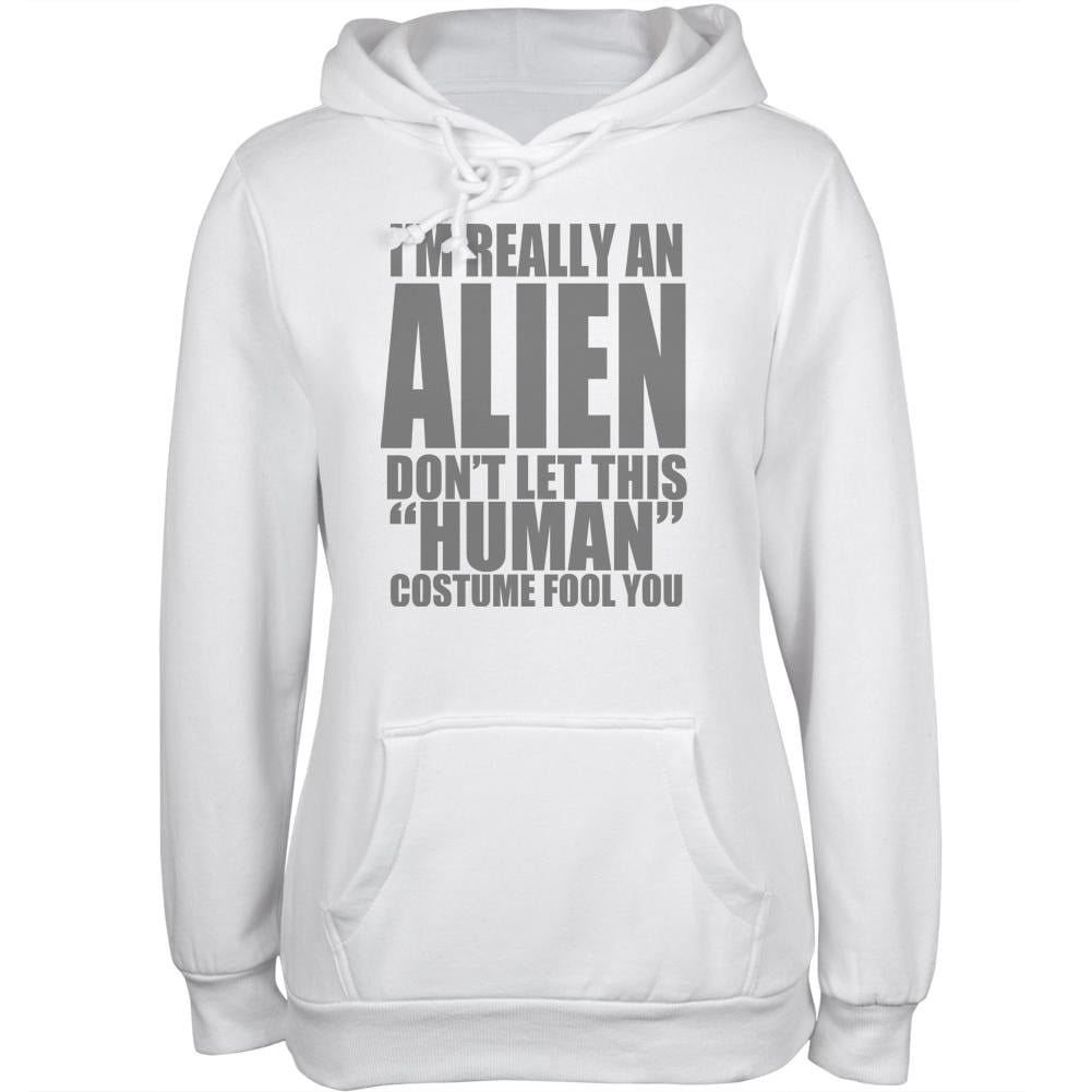 Halloween Human Alien Costume White Juniors Soft Hoodie - Walmart.com