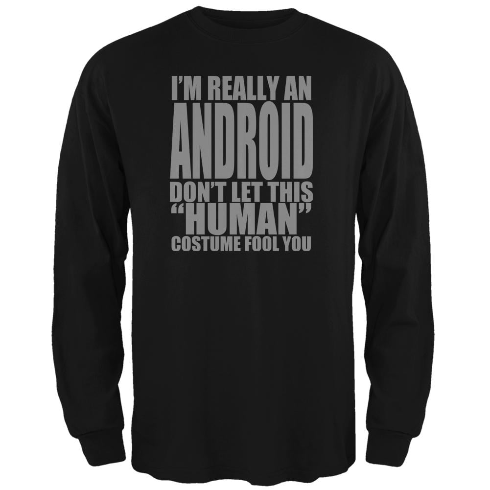 Halloween Human Android Costume Mens Long Sleeve T Shirt Black LG ...
