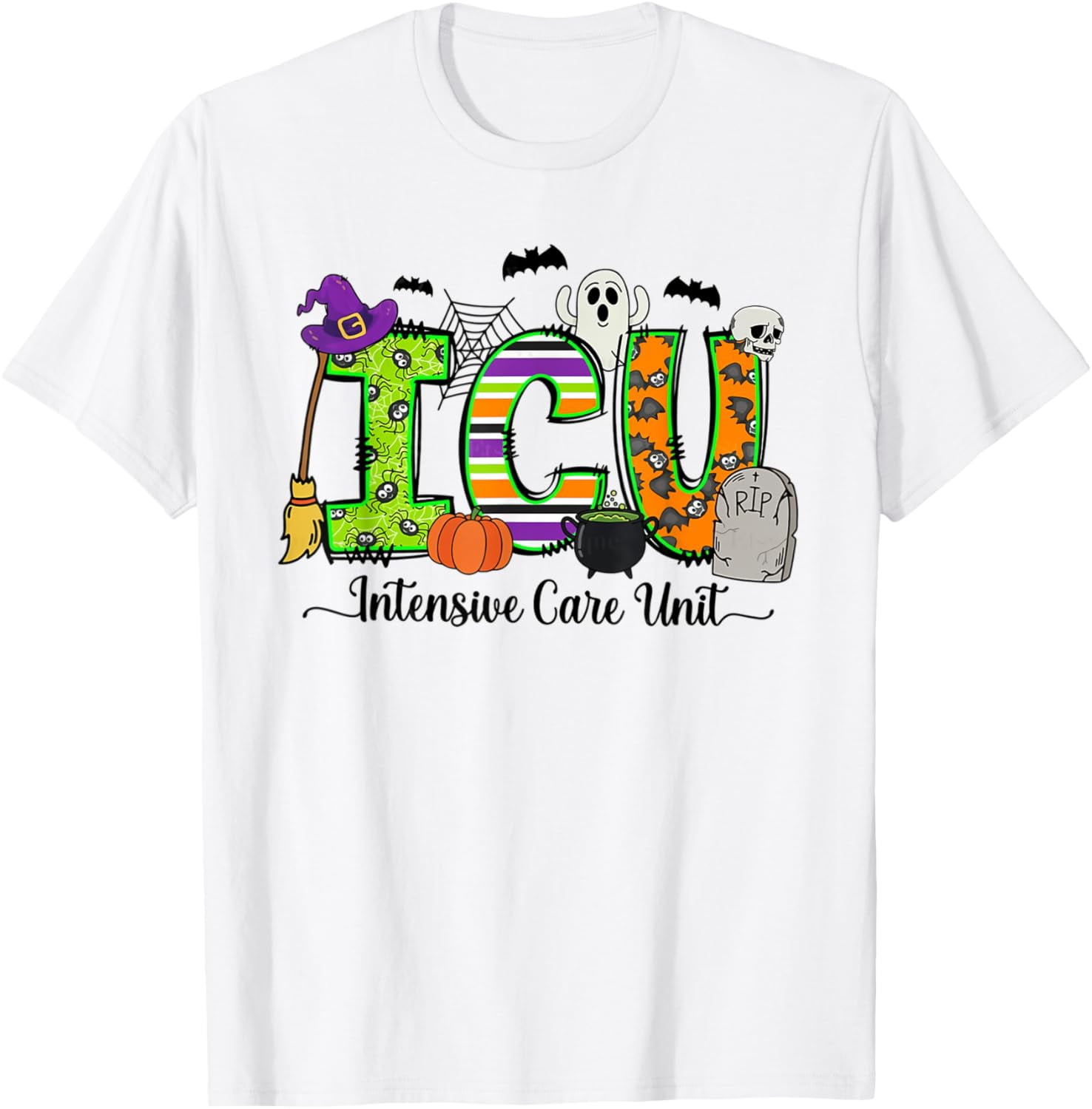 Halloween ICU Nurse Ghost Intensive Care Unit Nurse ICU Crew T-Shirt ...