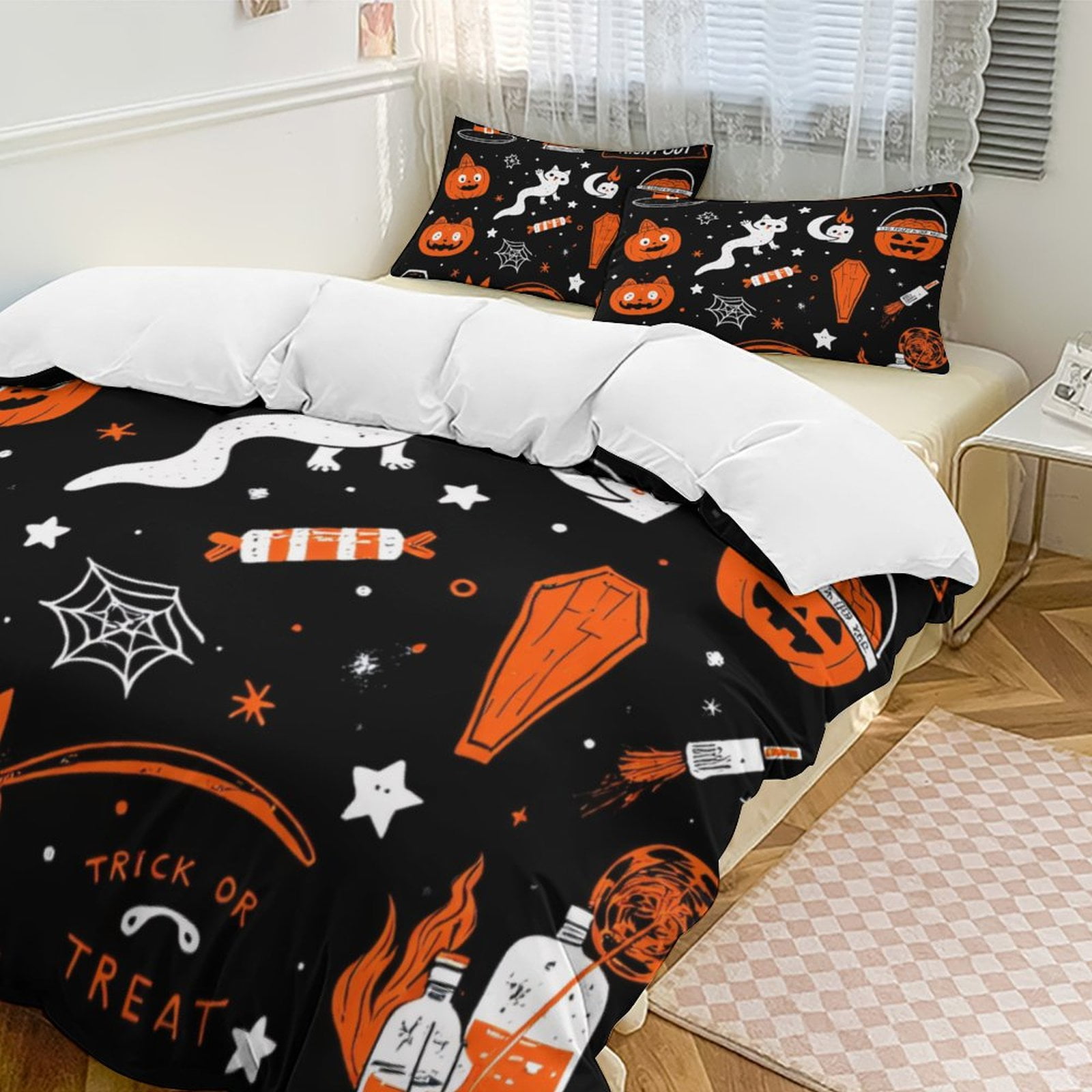 Halloween Icons And Phrases 3D Duvet Cover Set Quilt Cover Theme of Kid ...