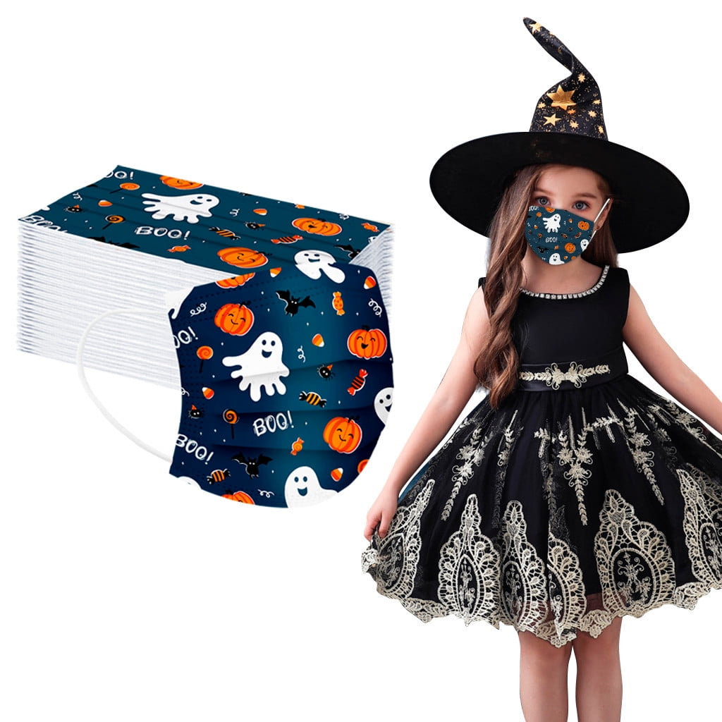 Halloween Indoor Decor Pumpkin Ghost Design Kids Face Masks 50Pcs 3-Ply ...