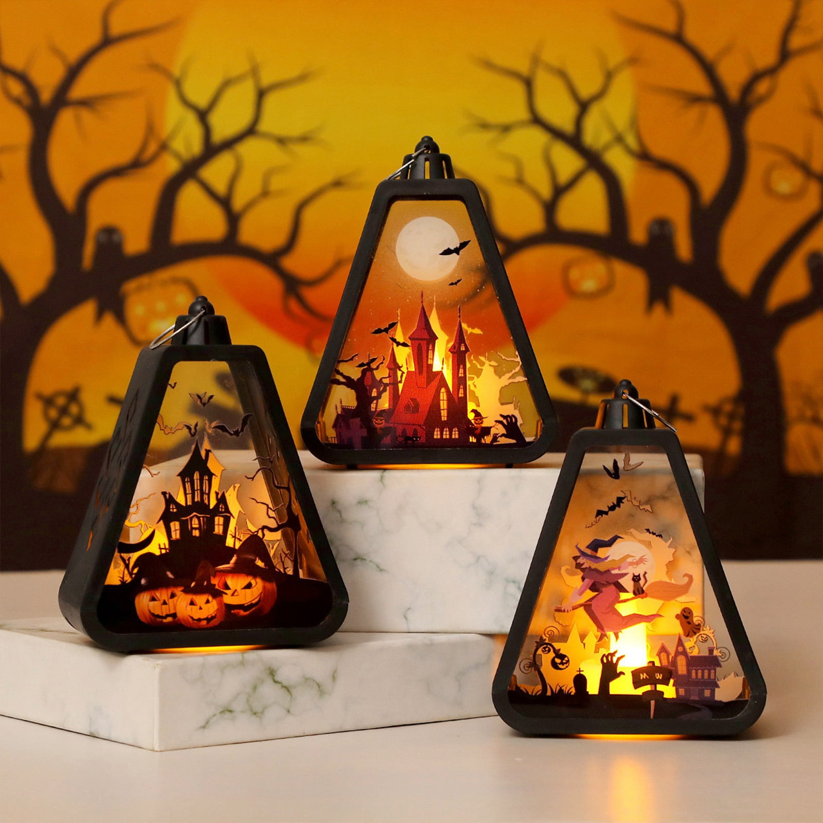 Halloween Indoor Outdoor Decorations 5 Inch LED Shadow With Haunted ...