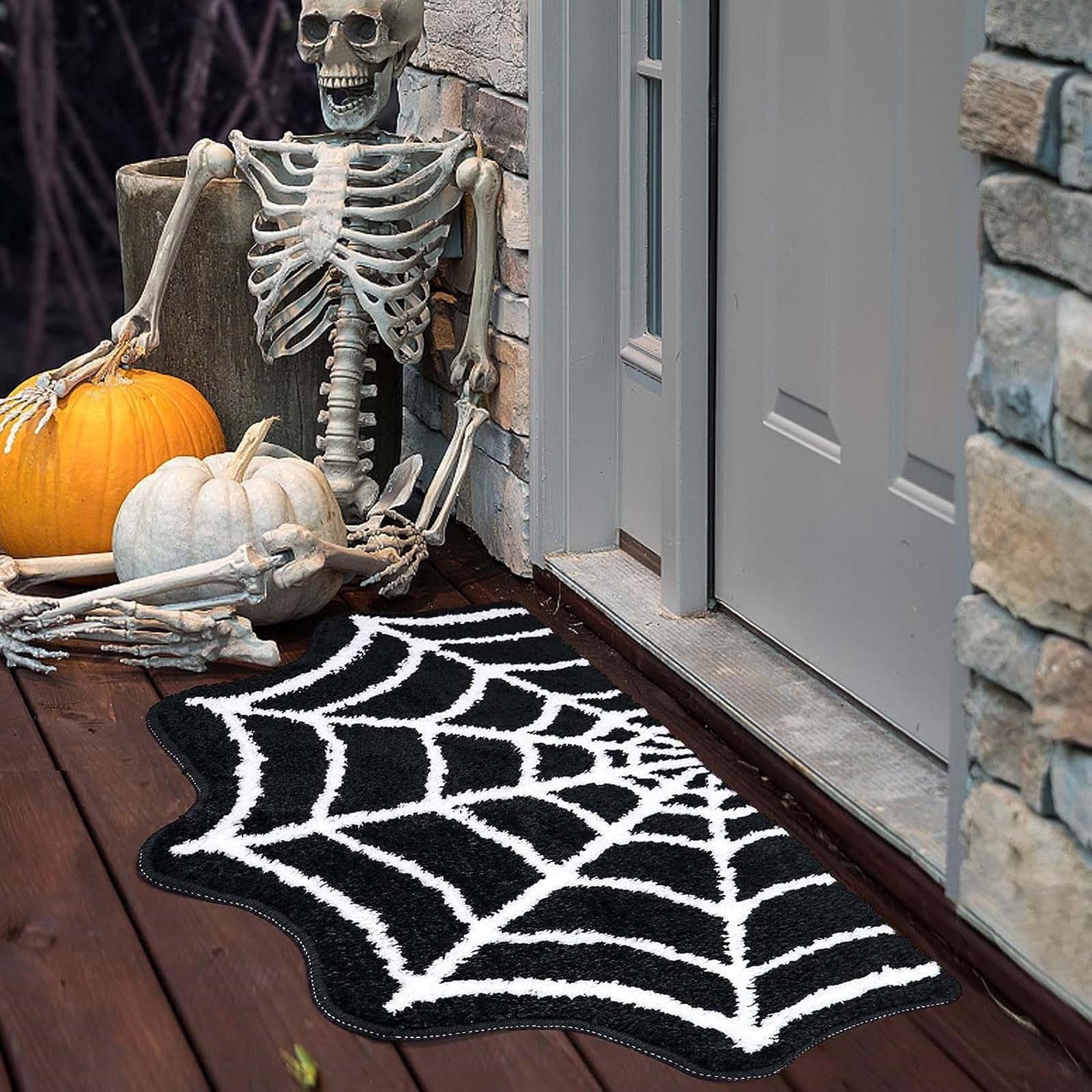 Halloween Indoor Outdoor Decorations Spider Web Bath Mat - Halloween ...