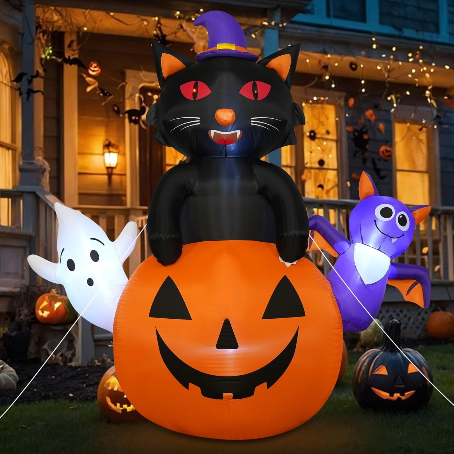 Halloween Inflatable Black Cat Ghost Decoration Outdoor Halloween ...