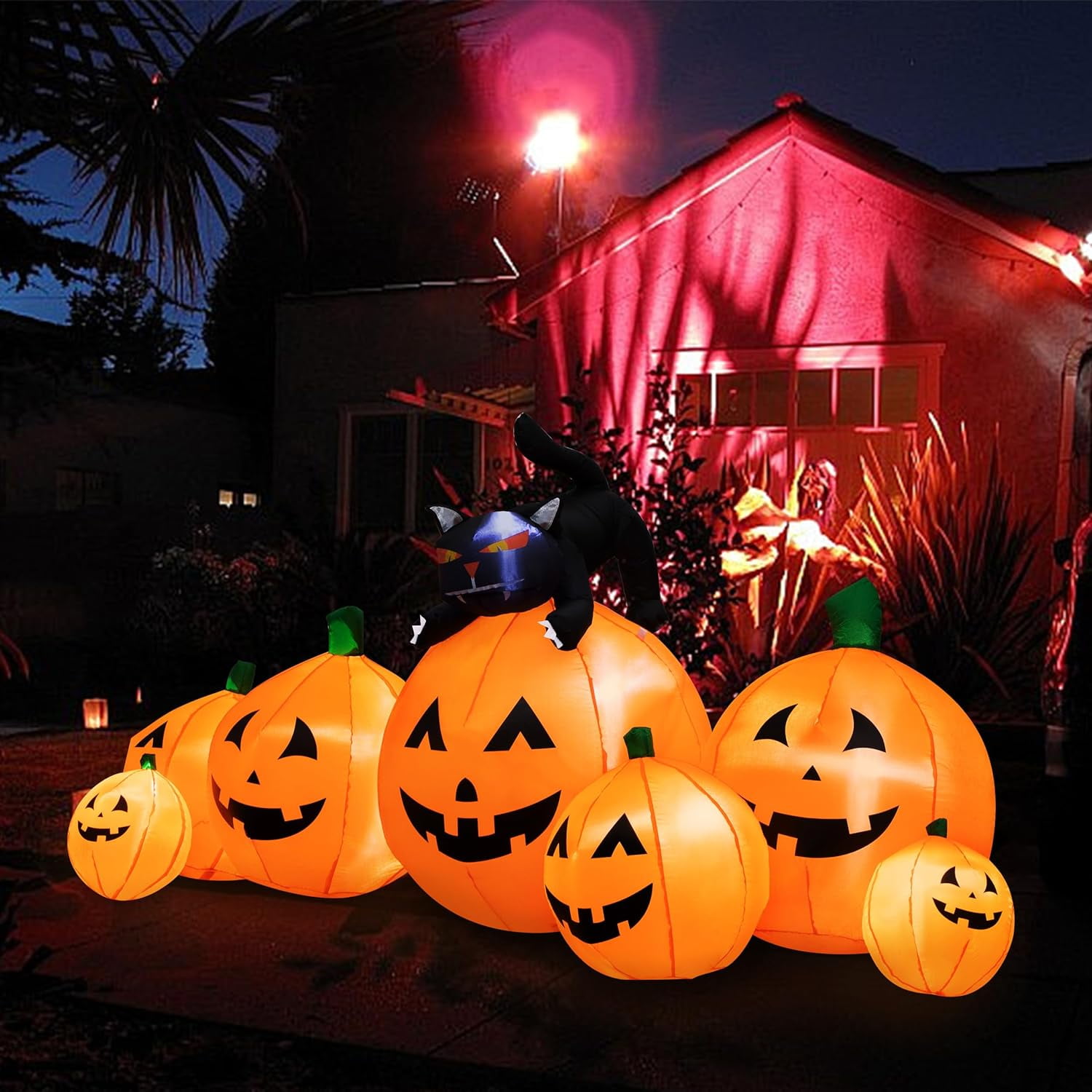 Halloween Inflatable Decoration 8 FT Inflatable 7 Pumpkins Patch ...