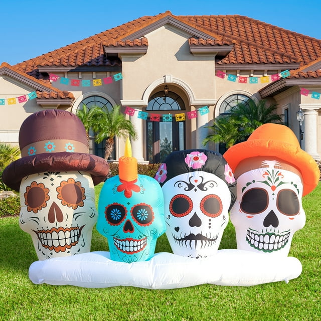 Halloween Inflatable Decorations, Blow Up Skulls Decor, Day of Dead ...